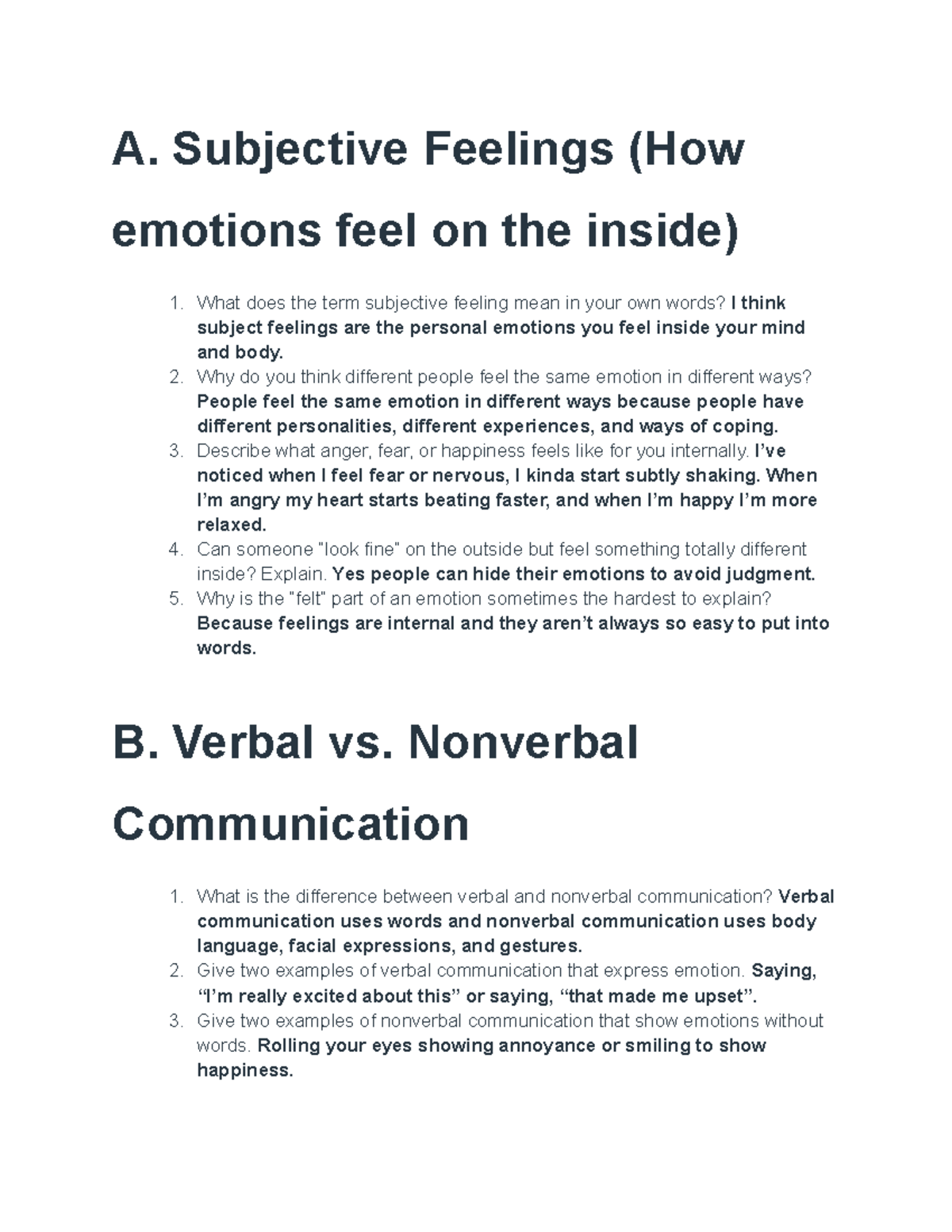 Psychology 101: Understanding Subjective Feelings and Emotions - Studocu