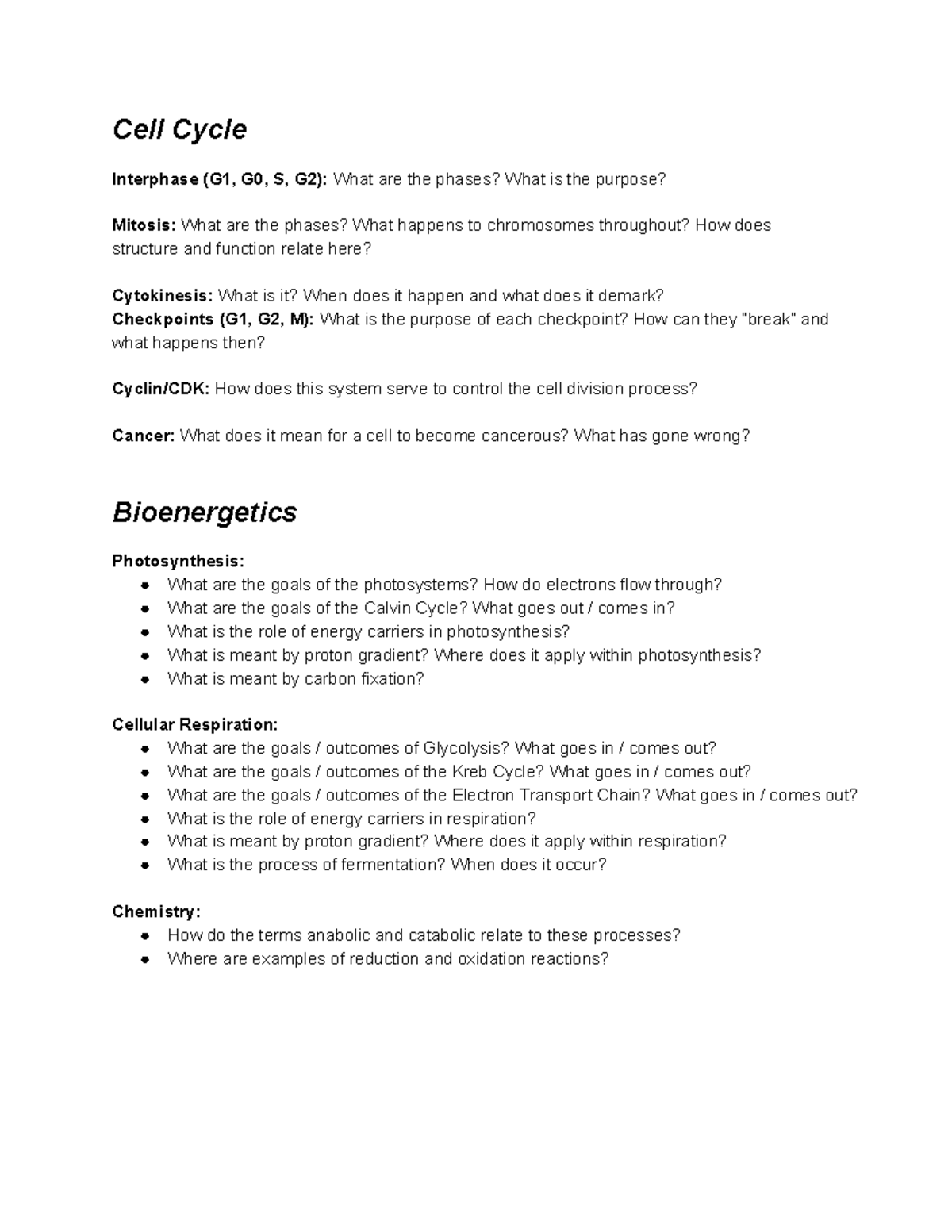 Unit 3: Cell Cycle, Energy Systems, & Photosynthesis Overview - Studocu