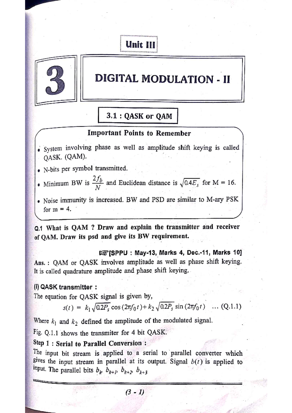 Unit 3 Digital Modulation II: Key Concepts on QASK, QAM, and MSK ...