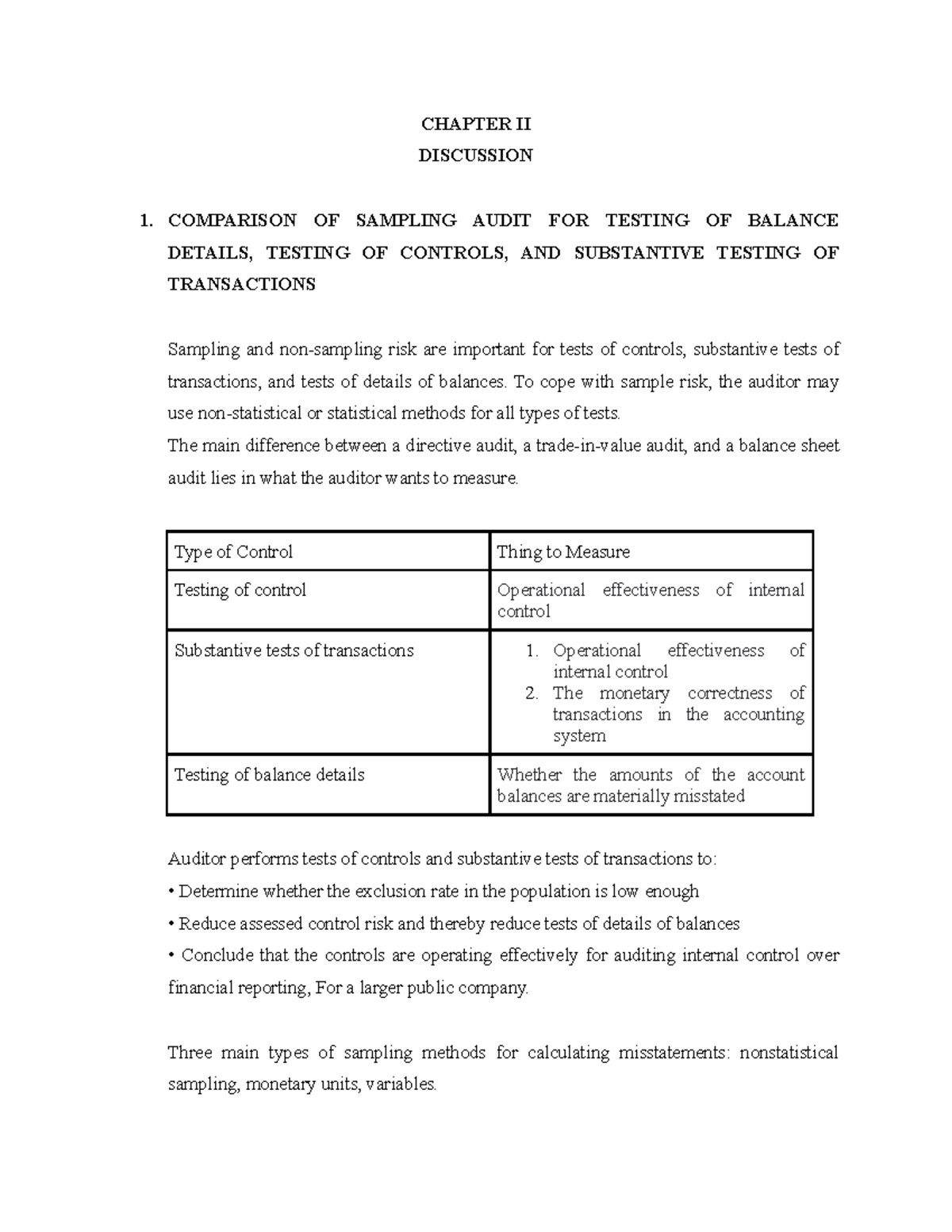 Audit Sampling Techniques for Balance Tests in Auditing Process - Studocu