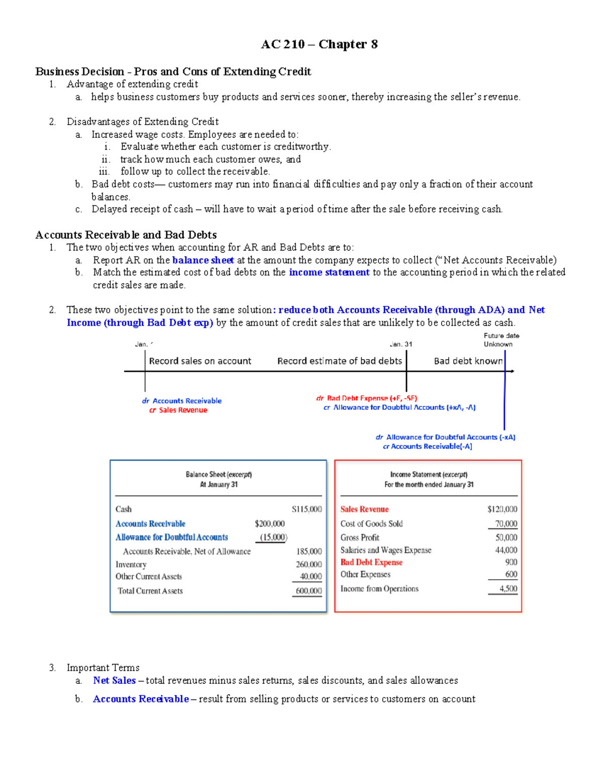 AC210 Chapter 8 Notes: Business Decisions on Extending Credit - Studocu