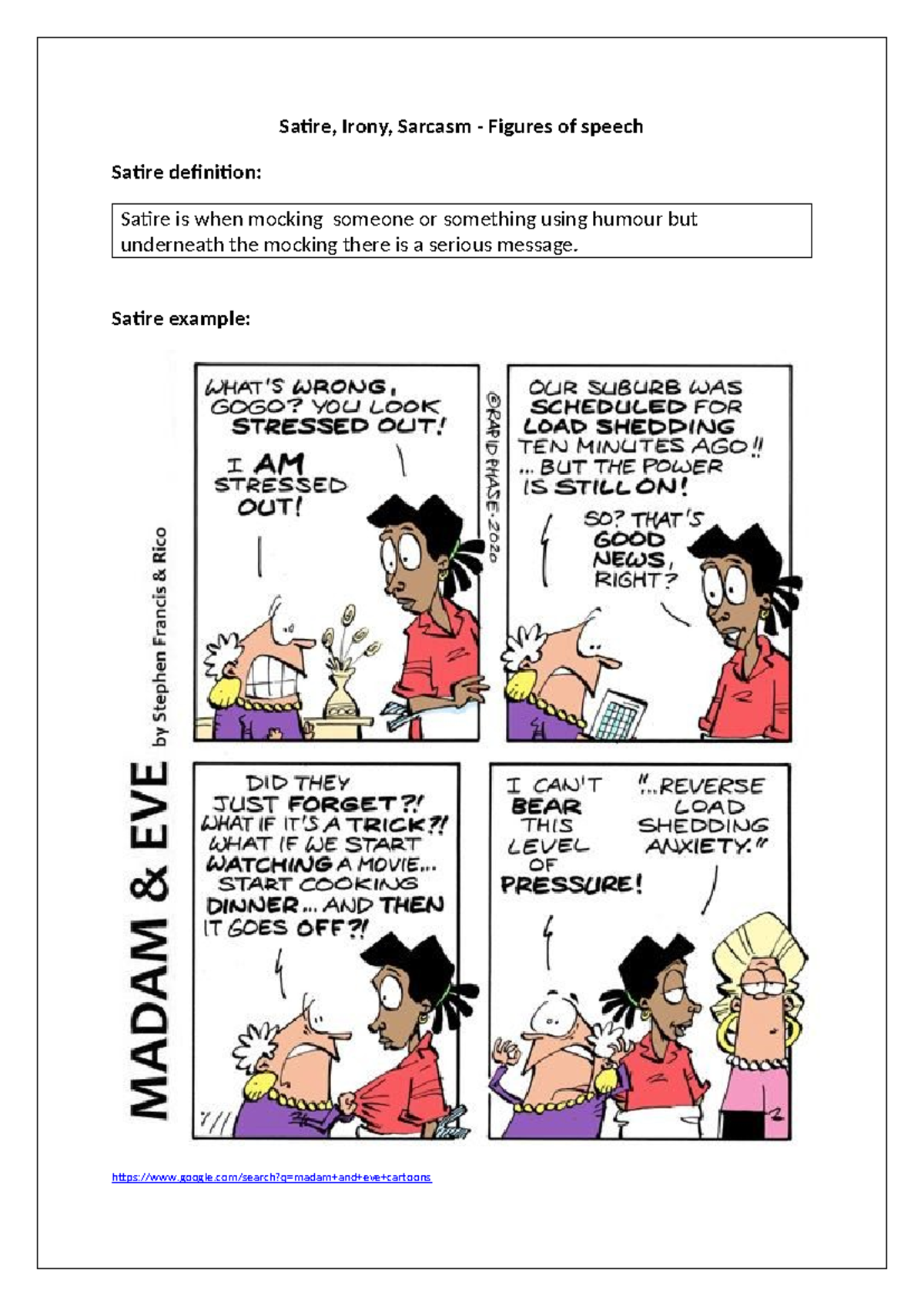 Satire, Irony, Sarcasm: Figures of Speech - Grade 8 Notes - Studocu