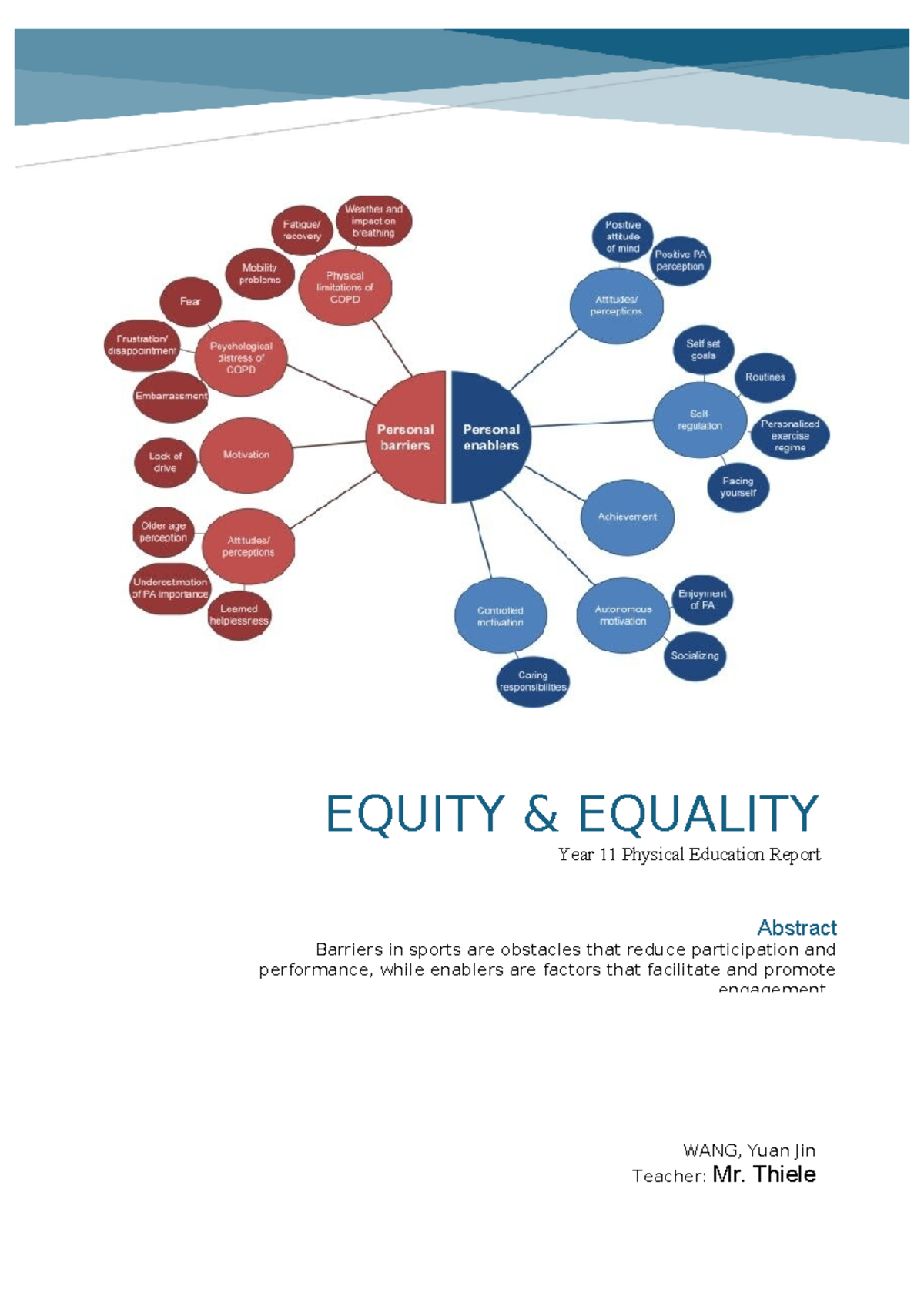 EQUITY & EQUALITY: Year 11 PE Report on Barriers & Strategies - Studocu