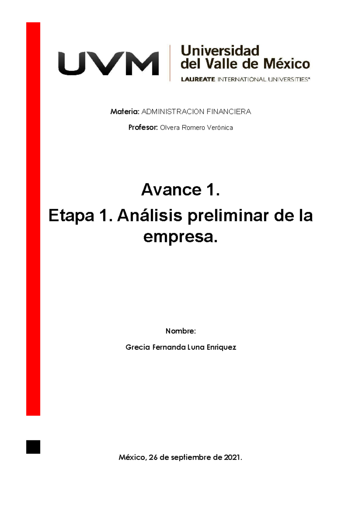 Portada adm financiera - Materia: ADMINISTRACION FINANCIERA Profesor ...