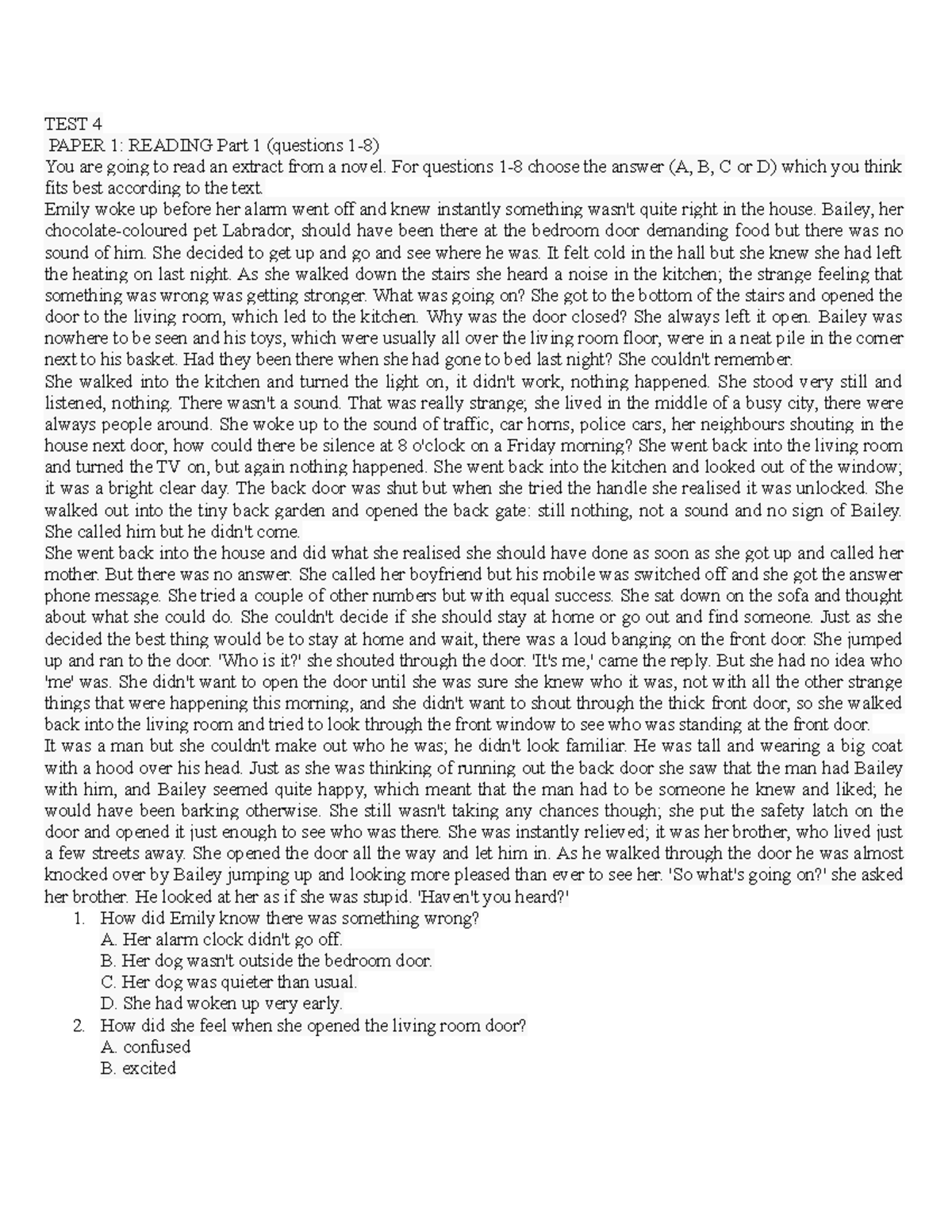 Test 4 - Reading Comprehension Practice for High School Students - Studocu