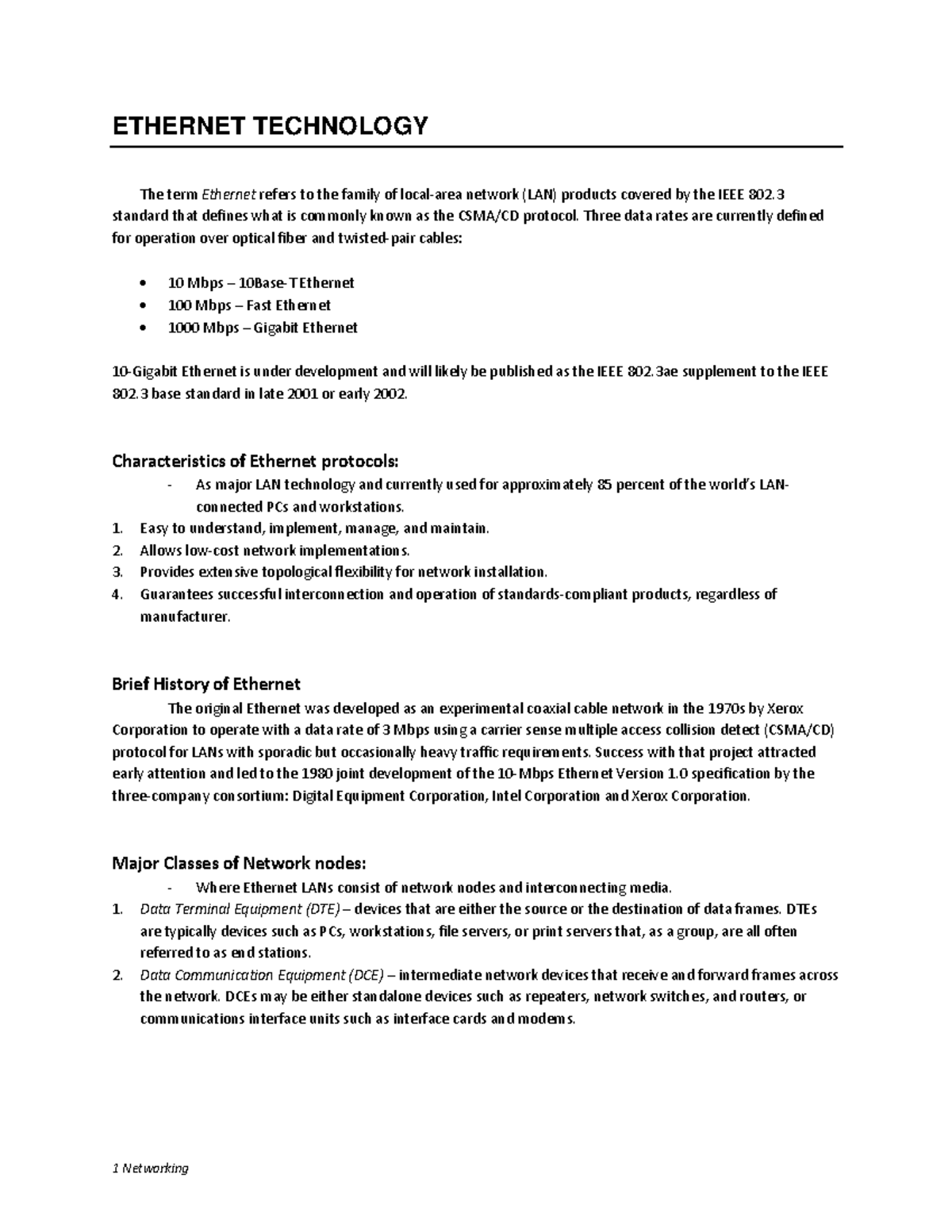 05 Ethernet Technology: Overview and Key Characteristics - Studocu