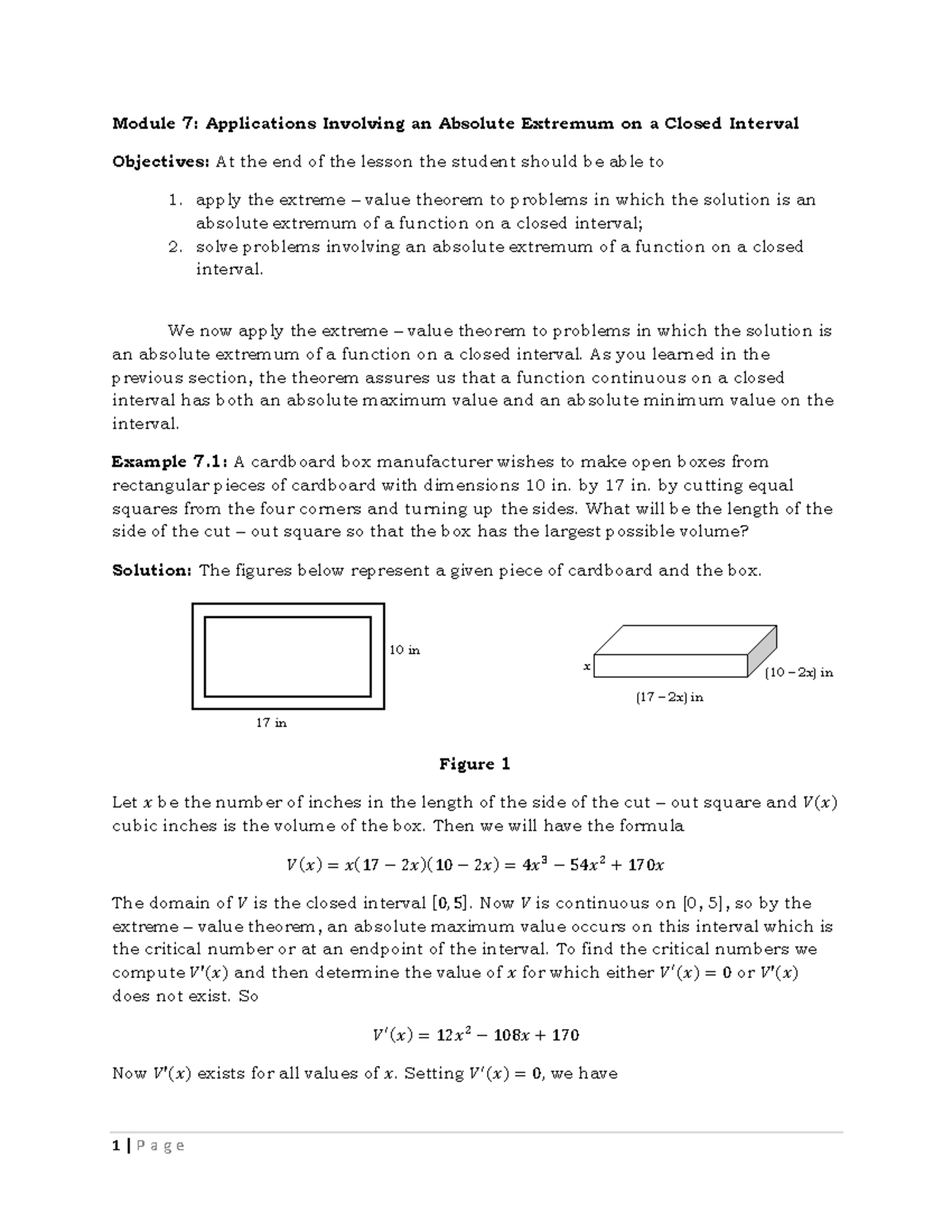 Module 7: Optimization Exercises on Absolute Extrema Concepts - Studocu
