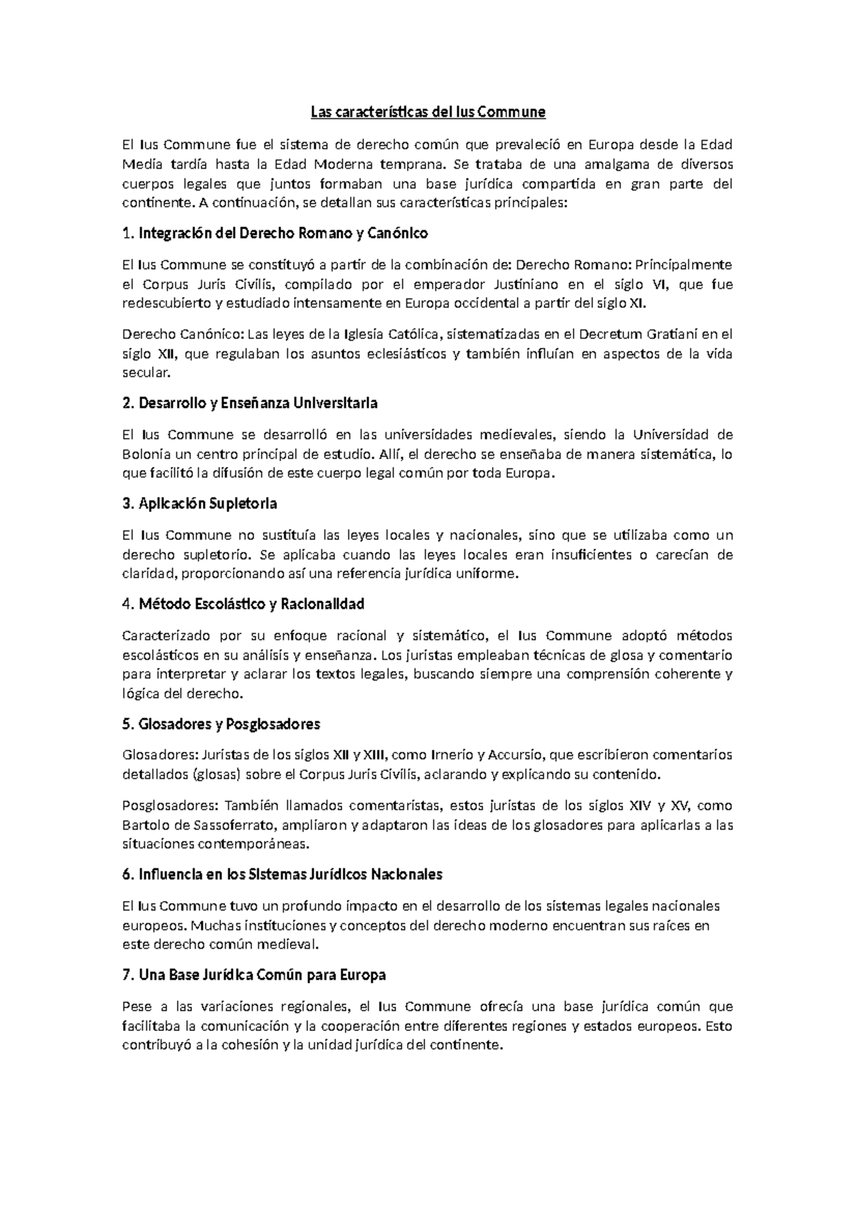 Características del Ius Commune: Un Derecho Común Europeo - Studocu