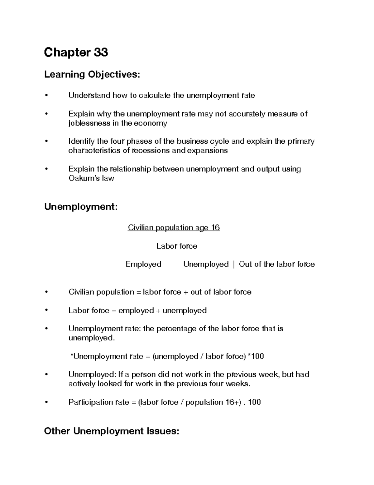Chaoter 33 summary - Macroeconomics - Chapter 33 Learning Objectives ...