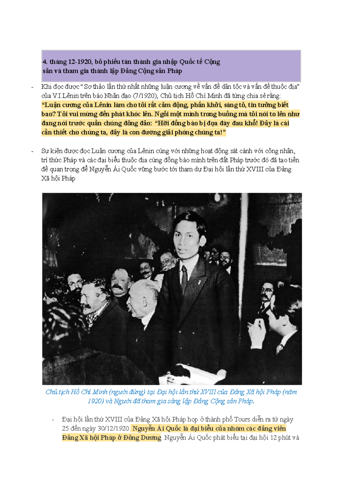 Gia Nhập Quốc Tế Cộng Sản & Thành Lập Đảng Cộng Sản Pháp 1920 - Studocu
