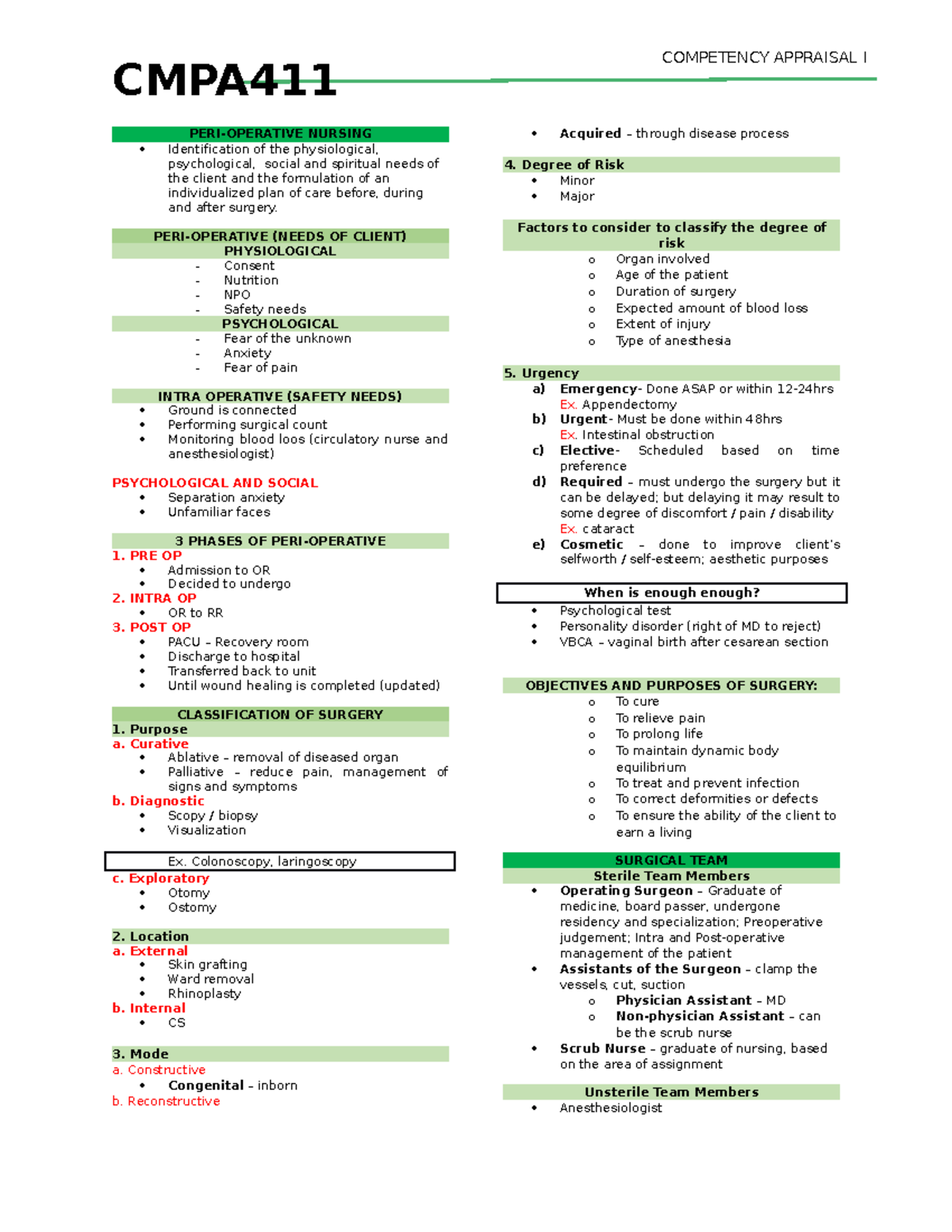 PERI OP - Comprehensive Guide to Peri-Operative Nursing - Studocu