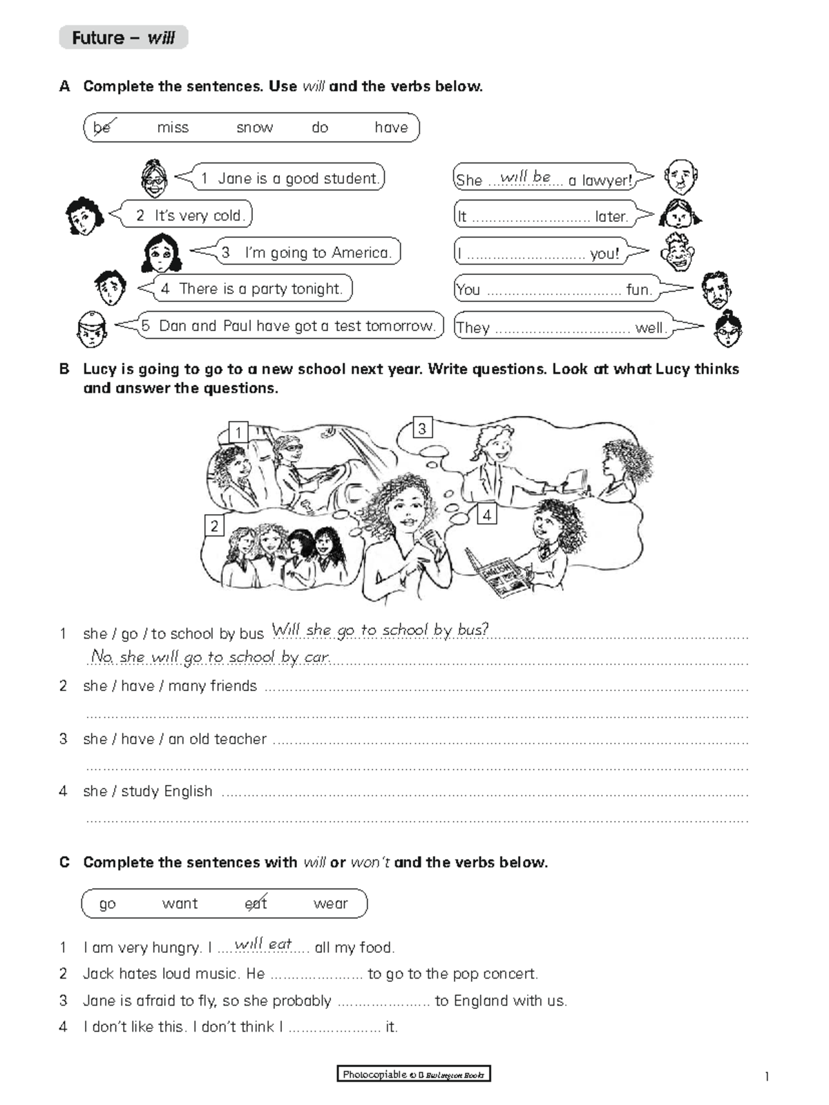 Grammar Future Will: Exercises and Questions for Practice 18830 - Studocu