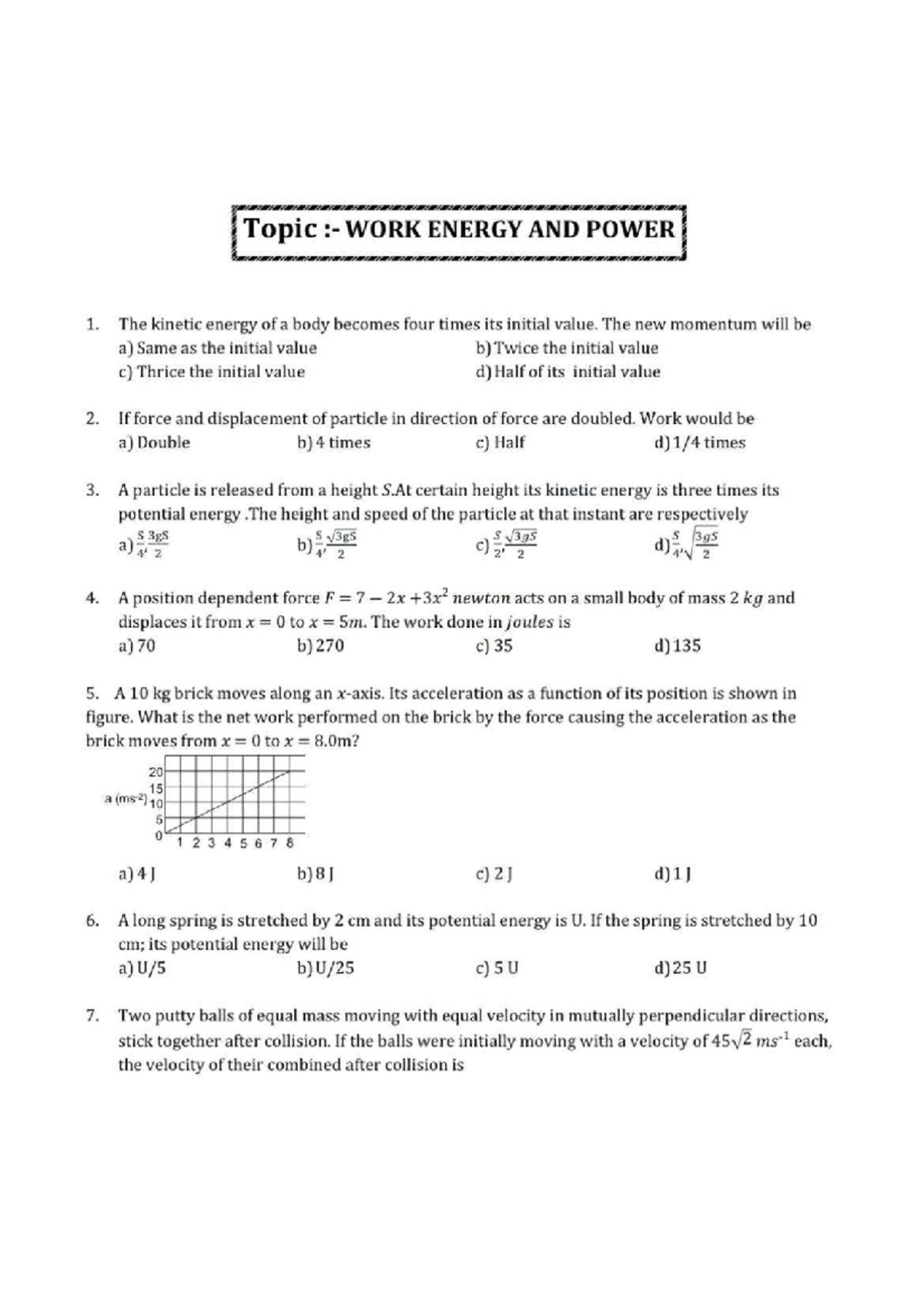 WORK, POWER, AND ENERGY: WPE Study Guide - Studocu