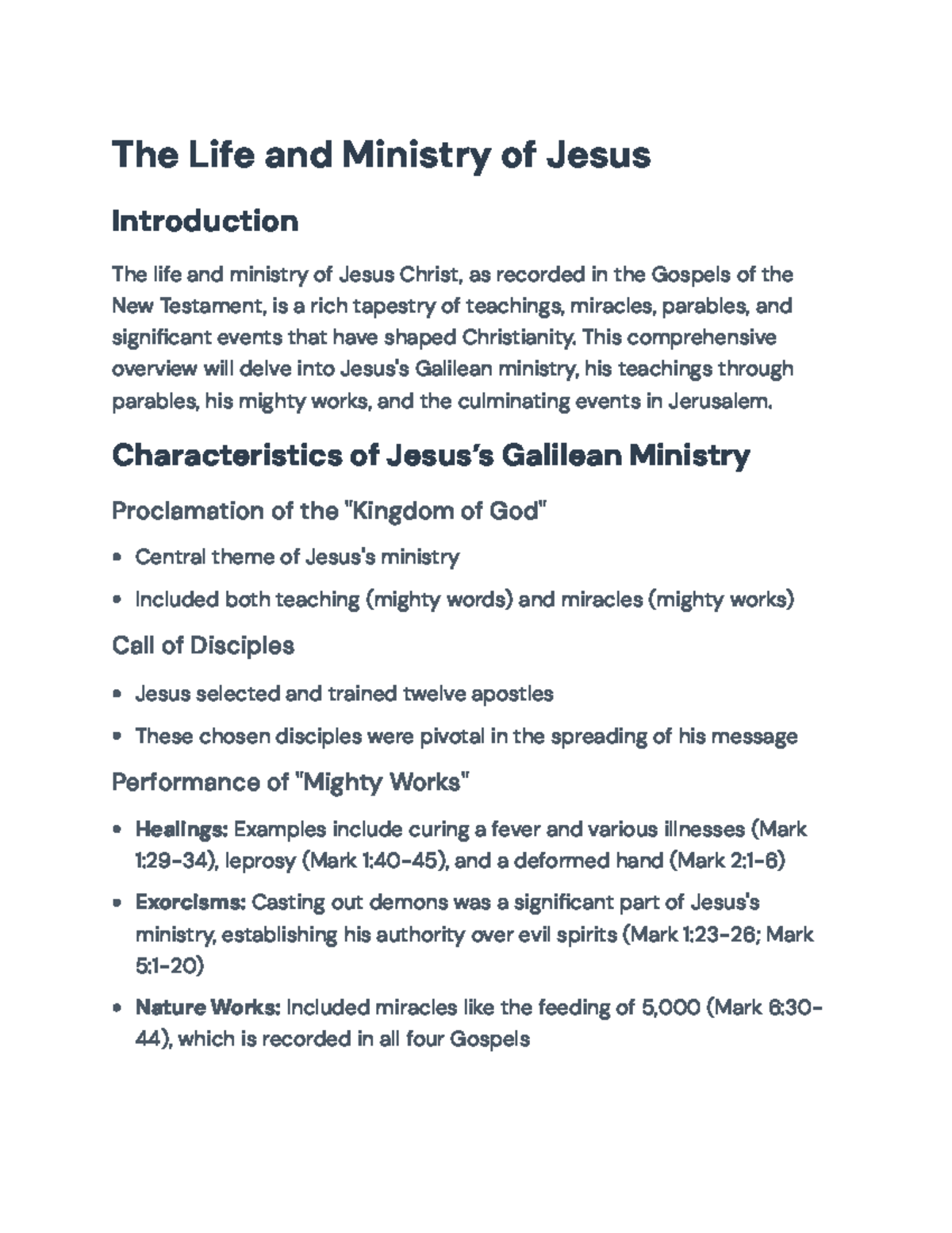 The Life and Ministry of Jesus Christ: An Overview and Analysis - The ...