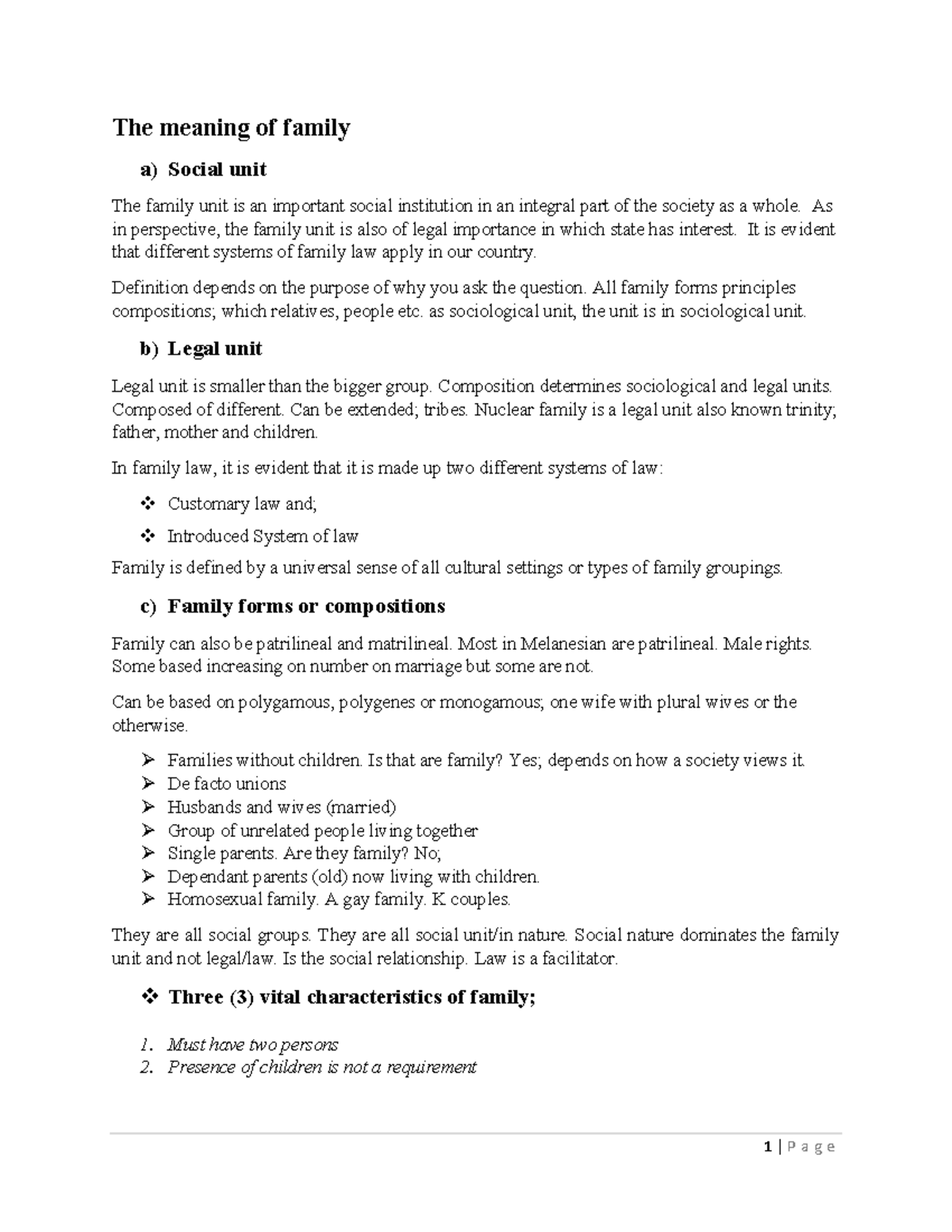 Family Law Summary Notes (Course Code: LAW101) - Studocu