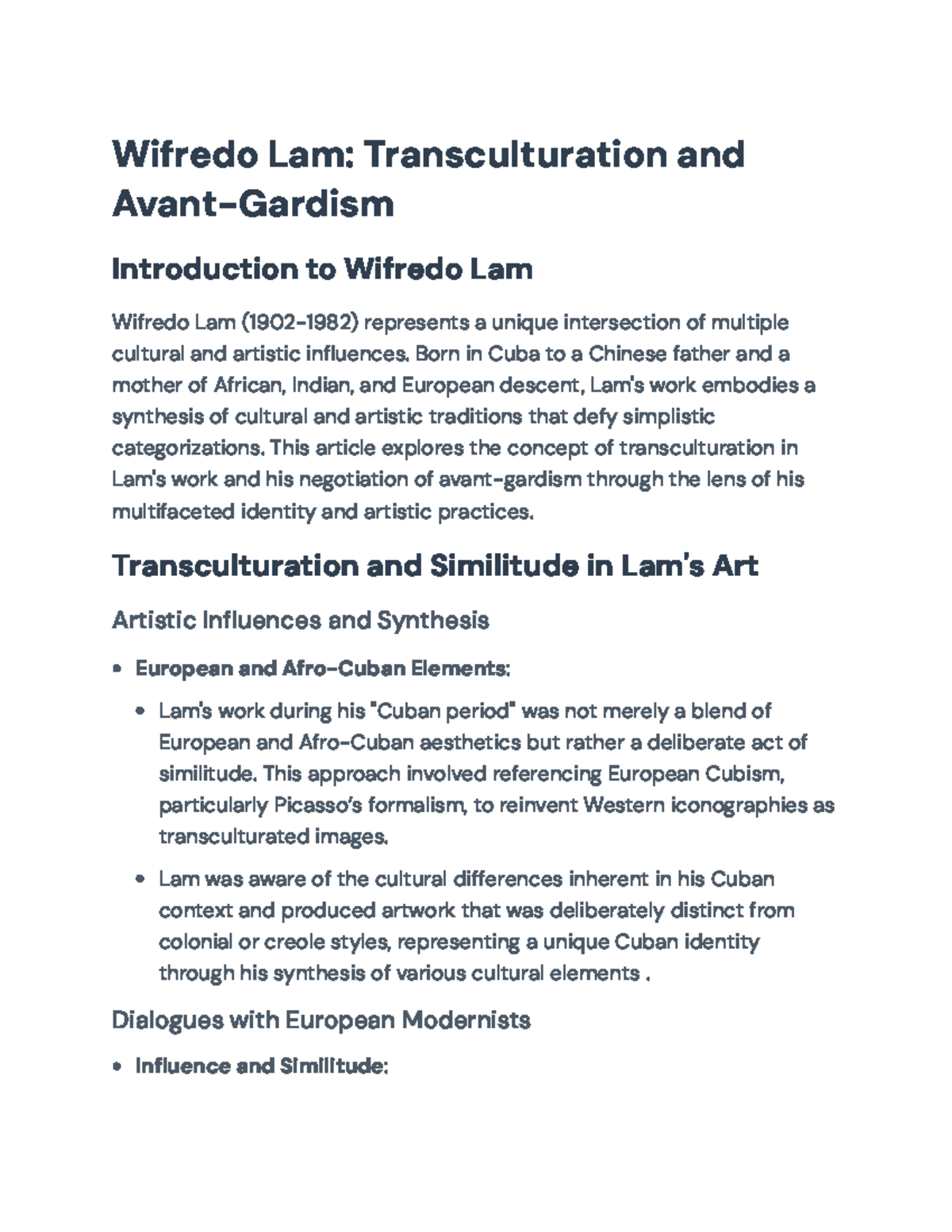 Wifredo Lam: Transculturation and Avant-Gardism in Modern Art - Wifredo ...