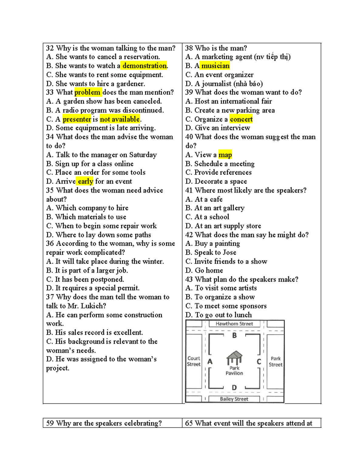 ĐỀ-P3-T3 - Listening Comprehension Practice Questions and Answers - Studocu