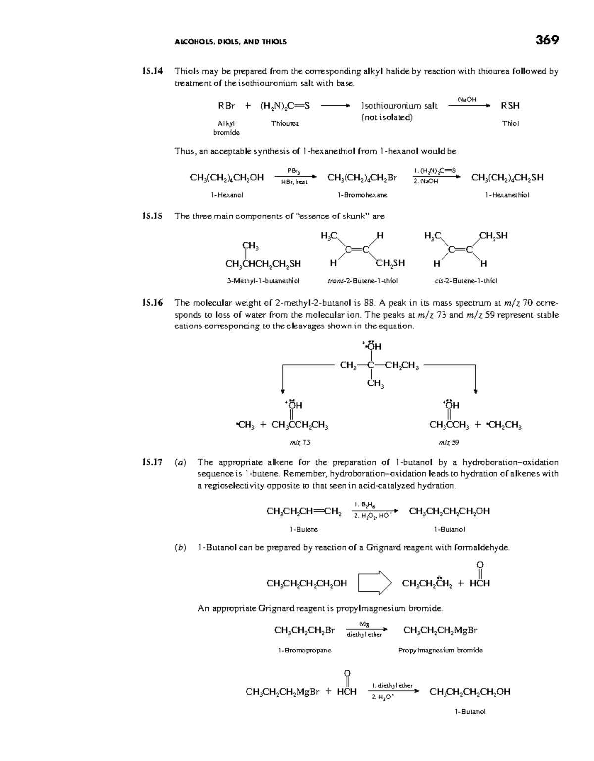Organic Chemistry 4th Ed: Solutions for 369 Alcohols, Diols, and Thiols ...