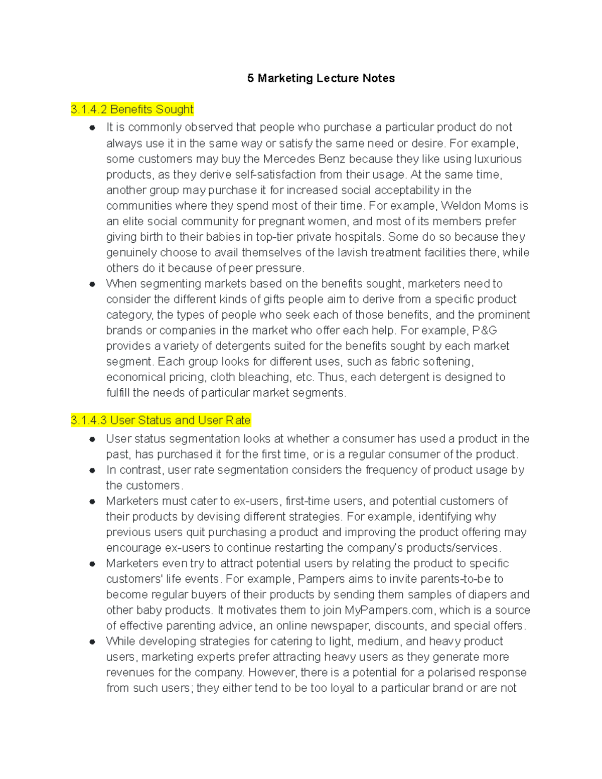 Marketing 101 Lecture Notes: Market Segmentation Insights - Studocu