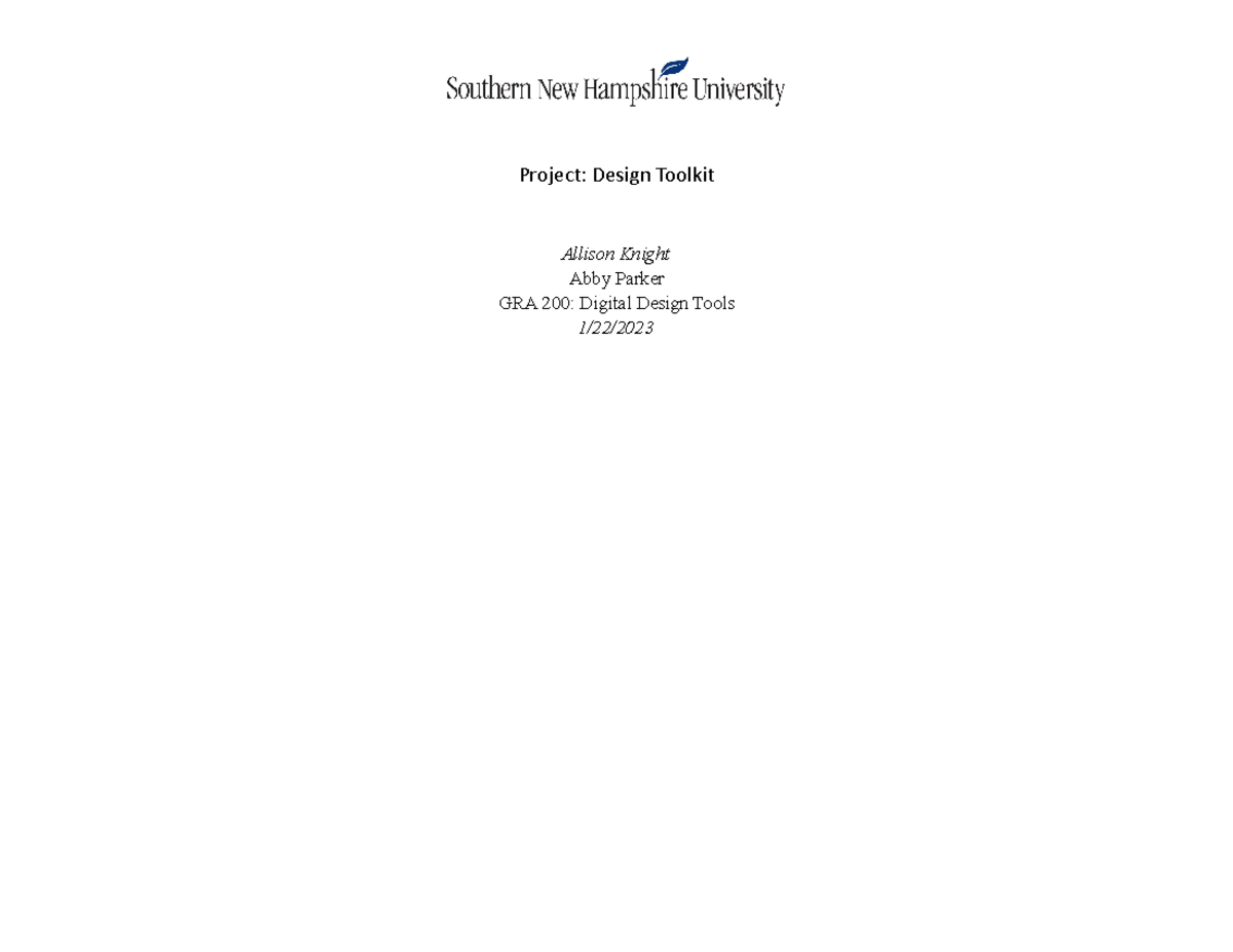 Module 8 Project Complete - Project: Design Toolkit Allison Knight Abby ...