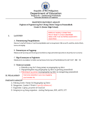 Parabula Lesson Plan - Detalyadong Banghay Aralin sa Filipino I ...