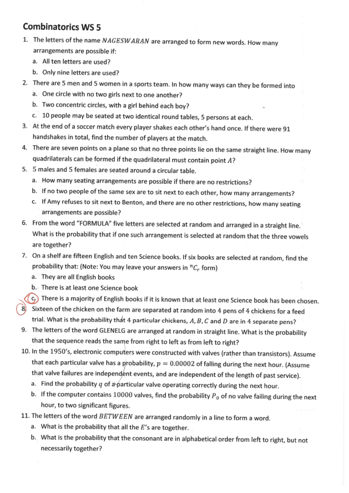 Kurt Combinatorics Worksheet 5-8: Key Concepts and Solutions - Studocu