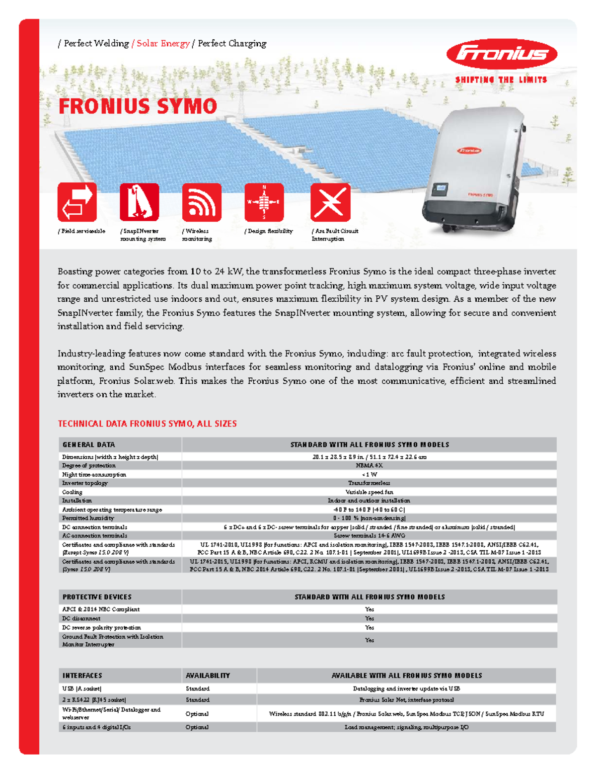 SE DS Fronius Symo Inverter Technical Data & Installation Guide - Studocu