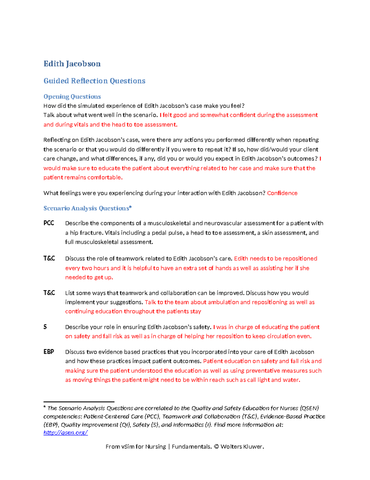 GRQ Final Reflection on Edith Jacobson's Case - vSim2.0 Fundamentals ...