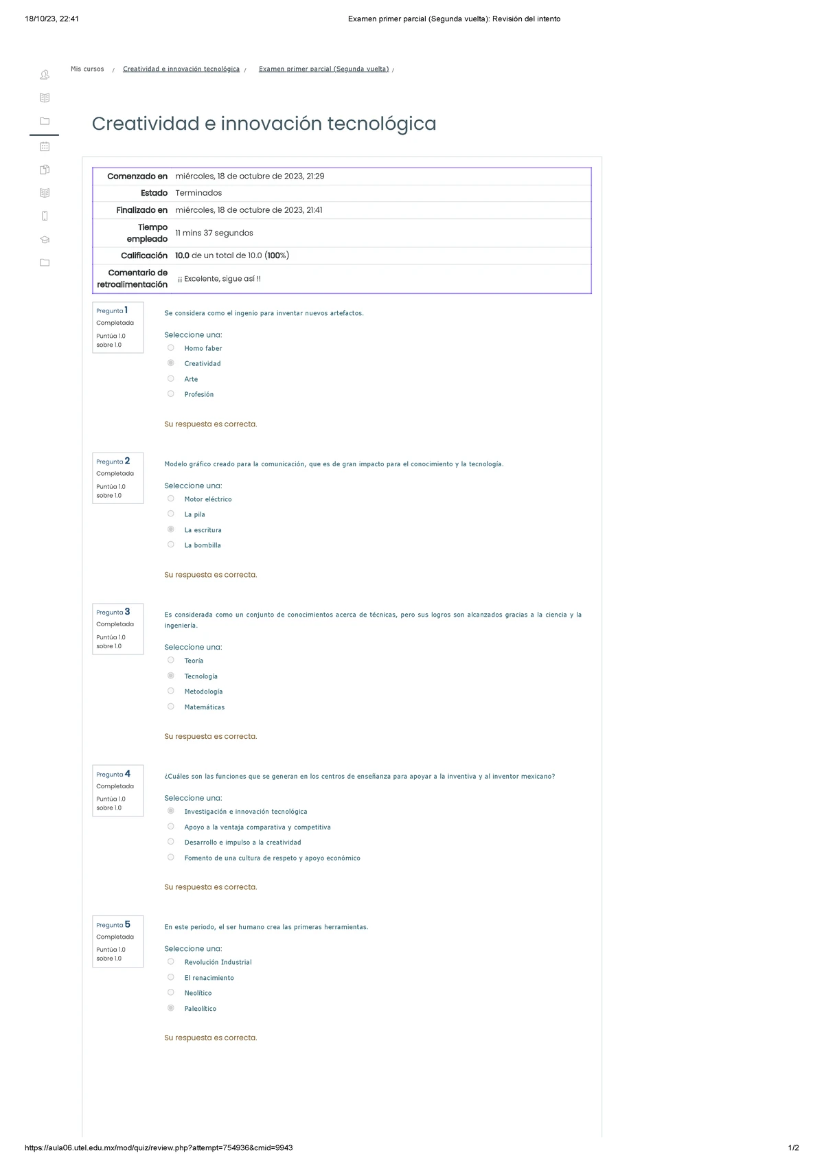 Creatividad e innovación tecnológica - Examen Sem 1-2 Respuestas - Studocu