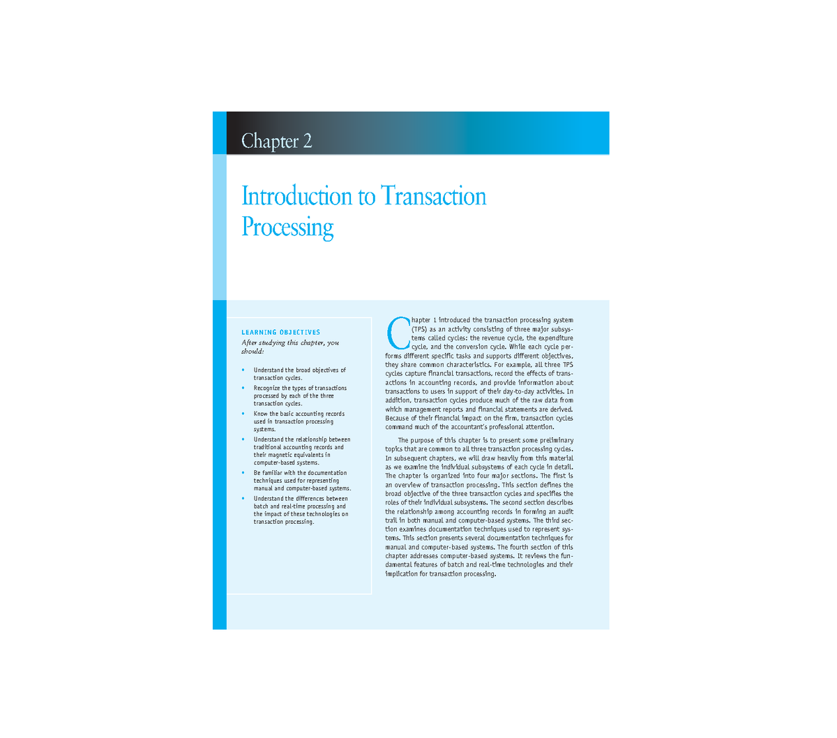 5. Chapter 2 - Introduction to Transaction Processing - ####### LEARNING OBJECTIVES After ...