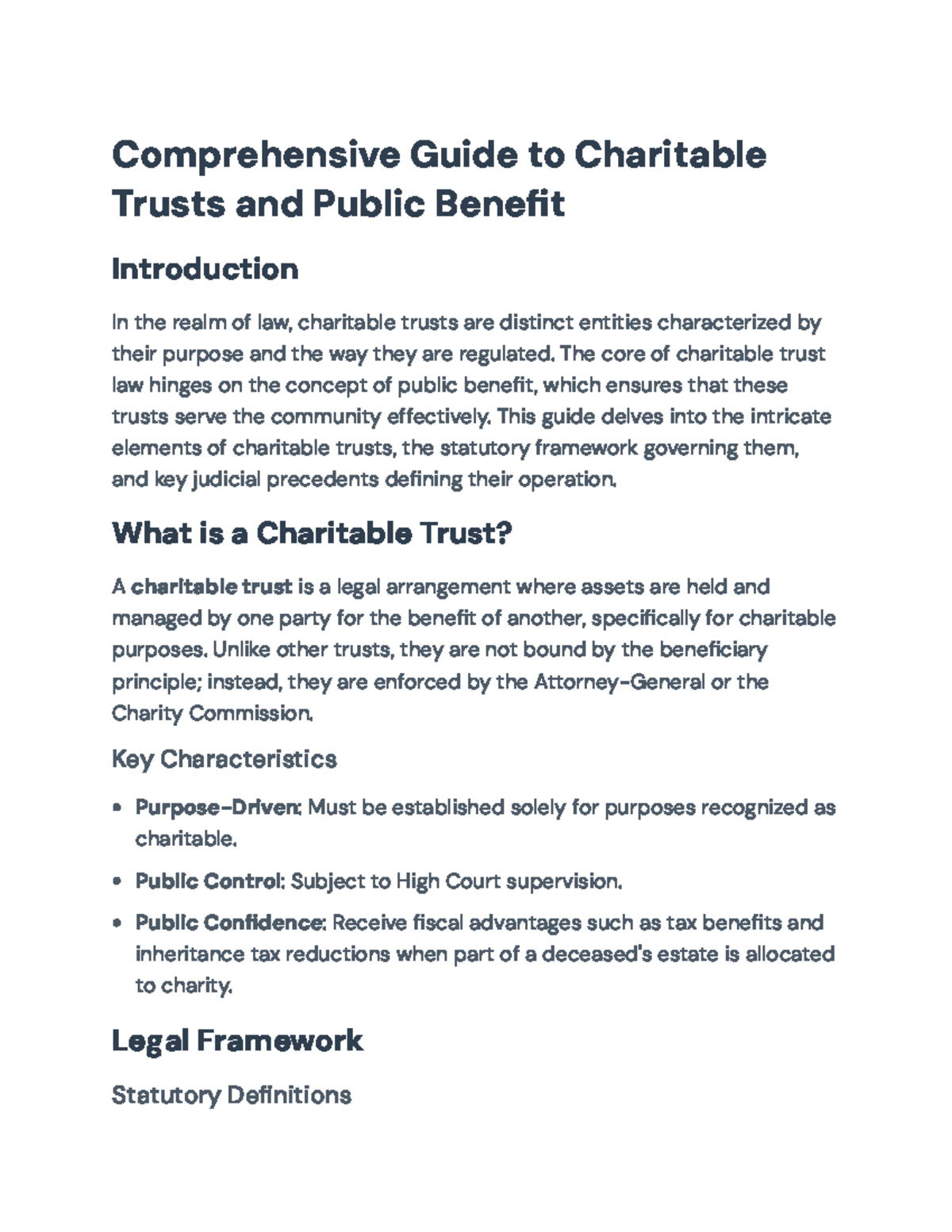 Comprehensive Guide to Charitable Trusts and Public Benefit Principles ...