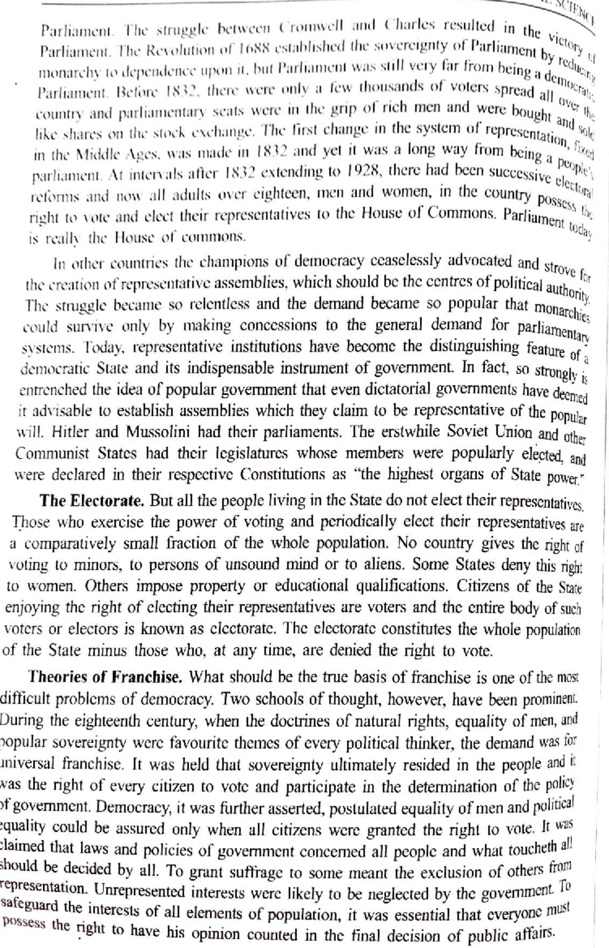 Electorate and Representation: The Evolution of Parliamentary Democracy ...