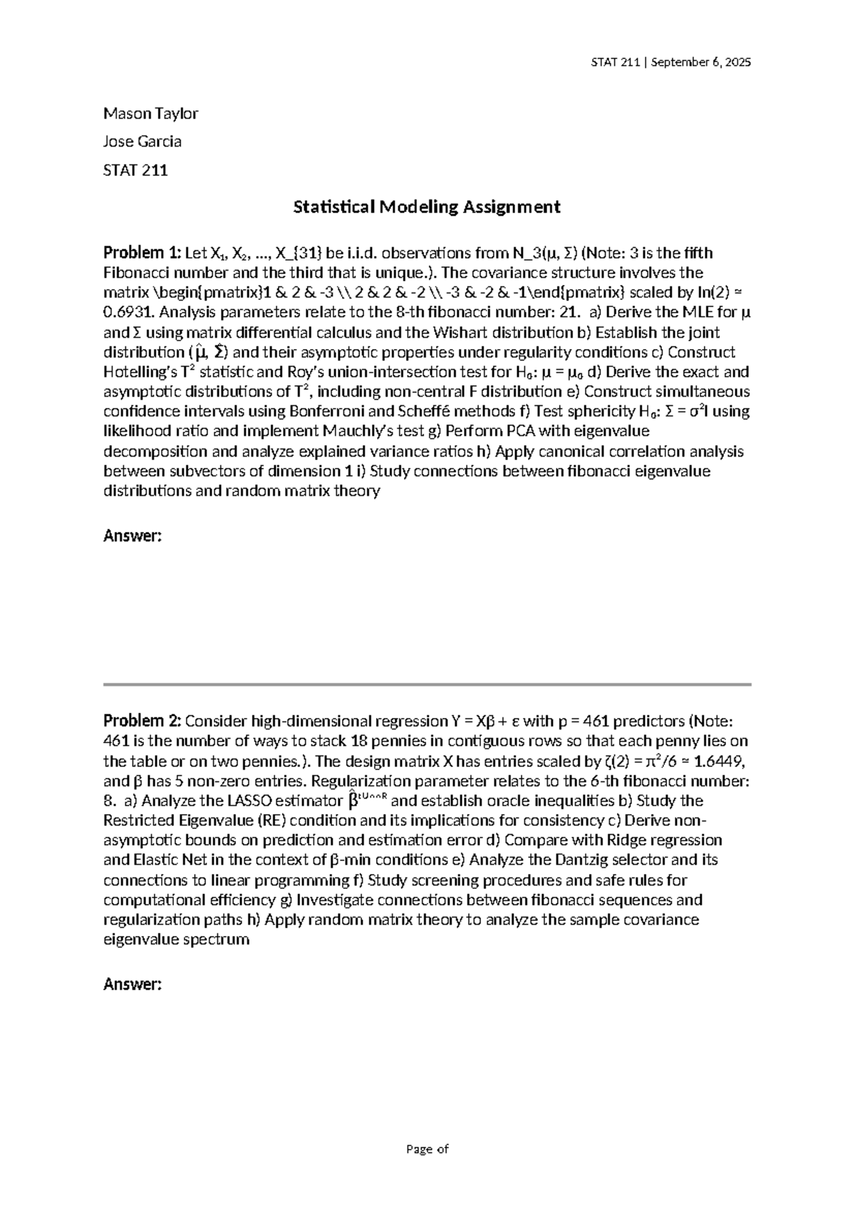 STAT 211 Statistical Modeling Assignment - Comprehensive Analysis ...
