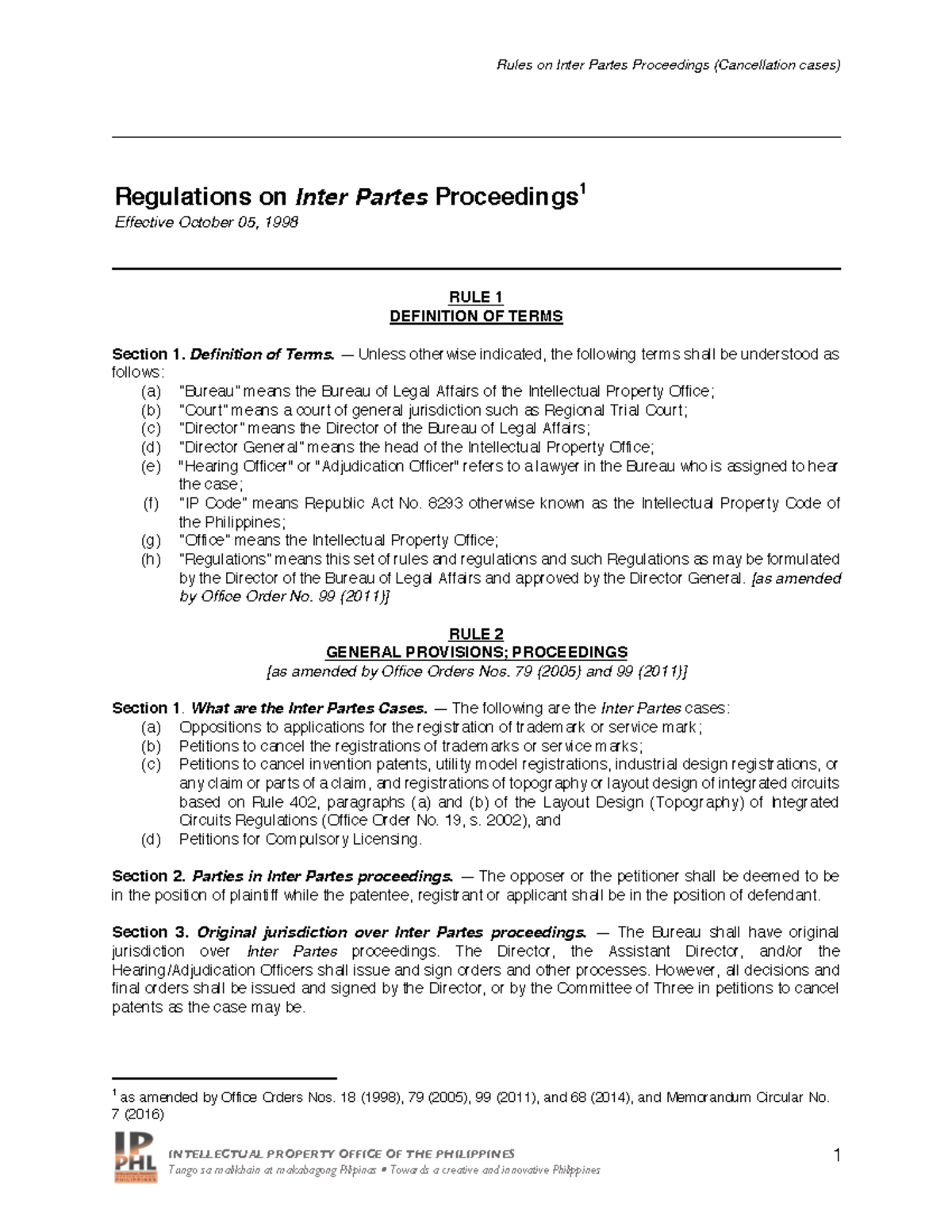 Regulations on Inter Partes Proceedings: Cancellation Cases Update ...