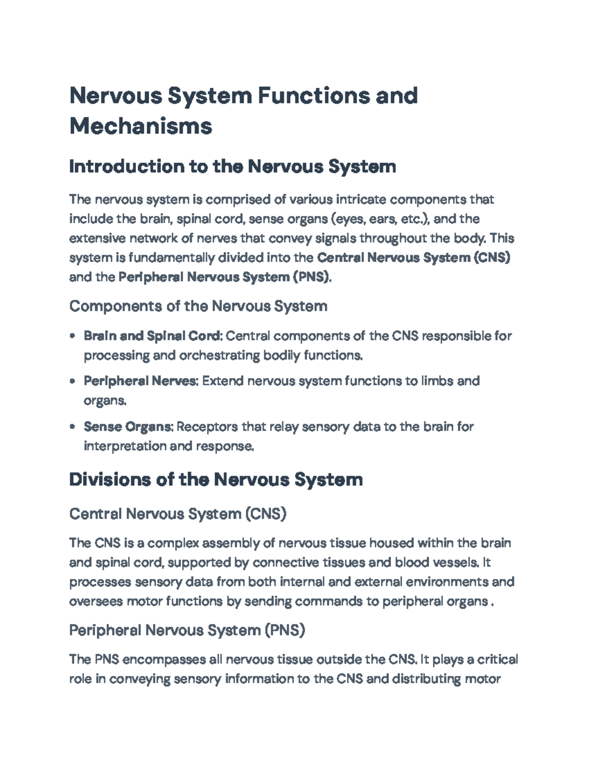 Nervous System Overview: Functions, Neurons, and Signal Transmission ...