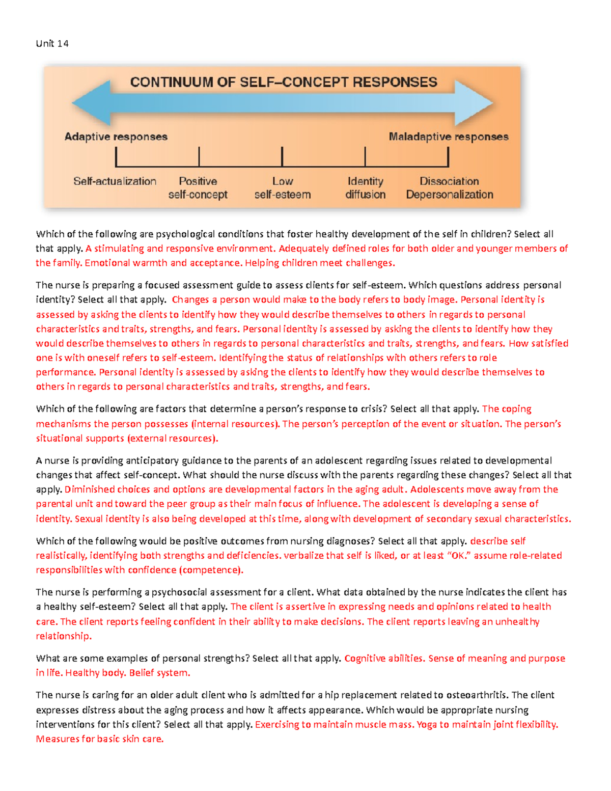 Unit 14 Notes - Fundamentals of Psychology: Self-Concept & Development ...