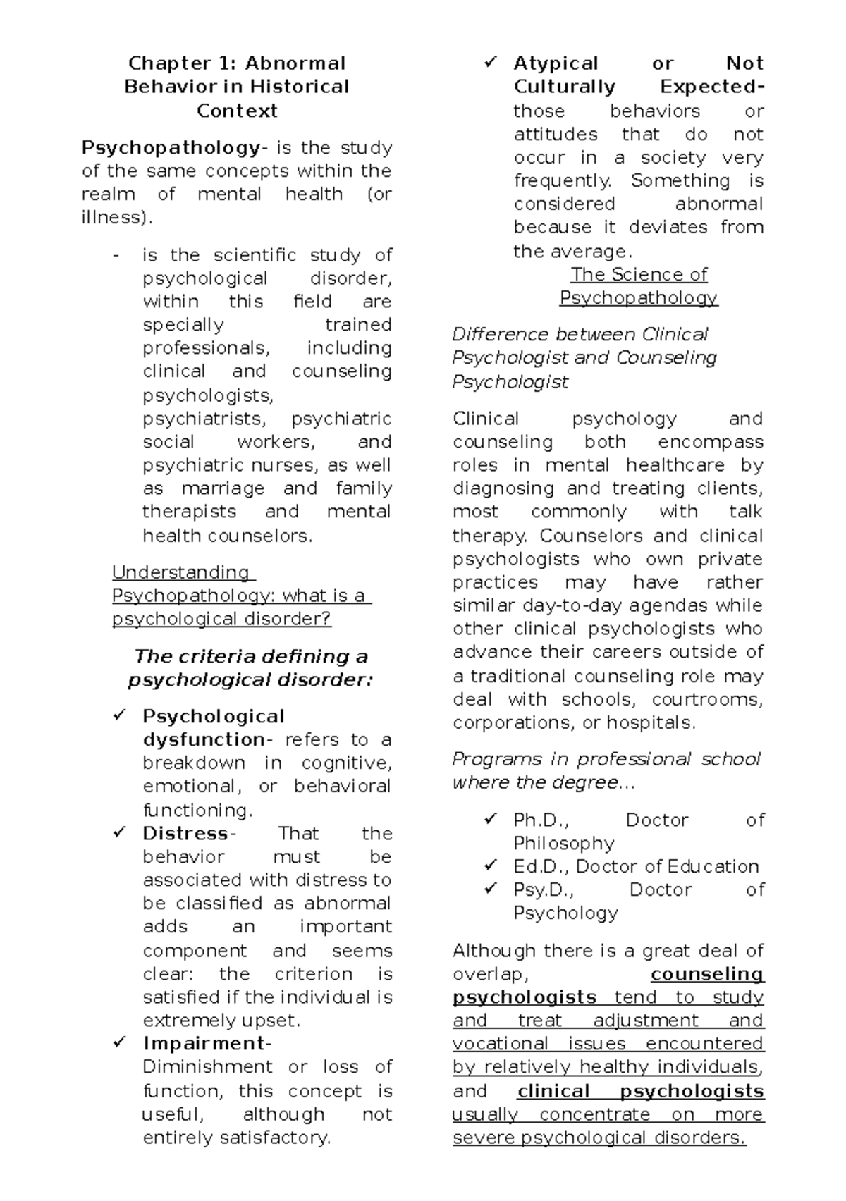 Chapter 1: Historical Perspectives on Abnormal Behavior (Abpsych) - Studocu