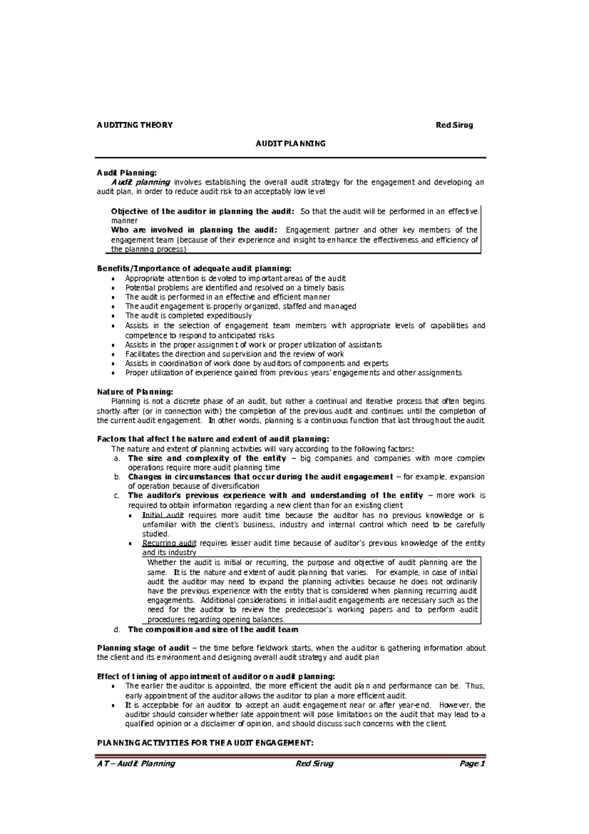 AUDIT 101: Comprehensive Guide to Audit Planning Strategies - Studocu