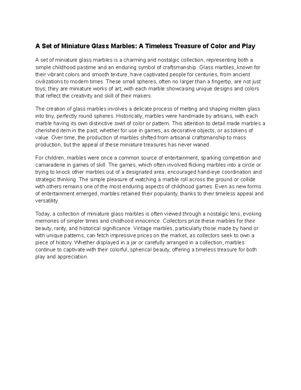 Miniature Glass Marbles: A Timeless Treasure of Color and Play - Studocu