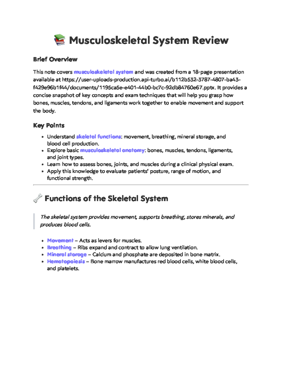 Musculoskeletal System Review: Key Concepts & Exam Techniques - Studocu