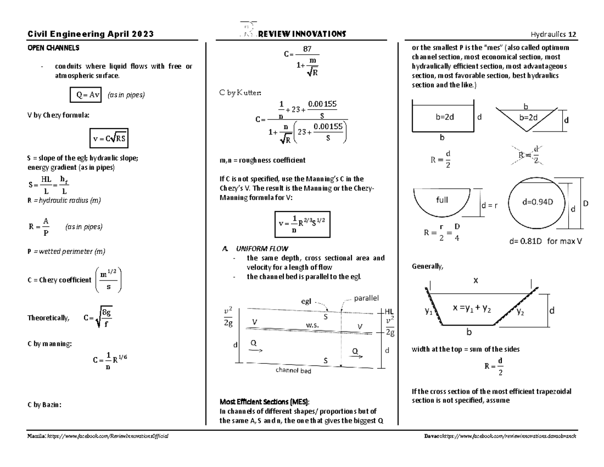 Hyd 12 - Comprehensive Hydraulics Notes for Civil Engineering - Studocu