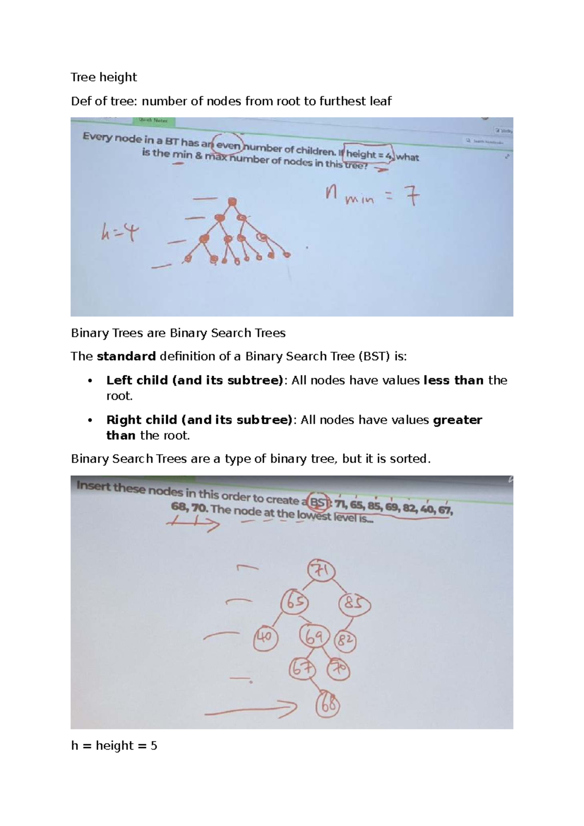BT and BST Overview: Definitions and Traversal Methods - Studocu