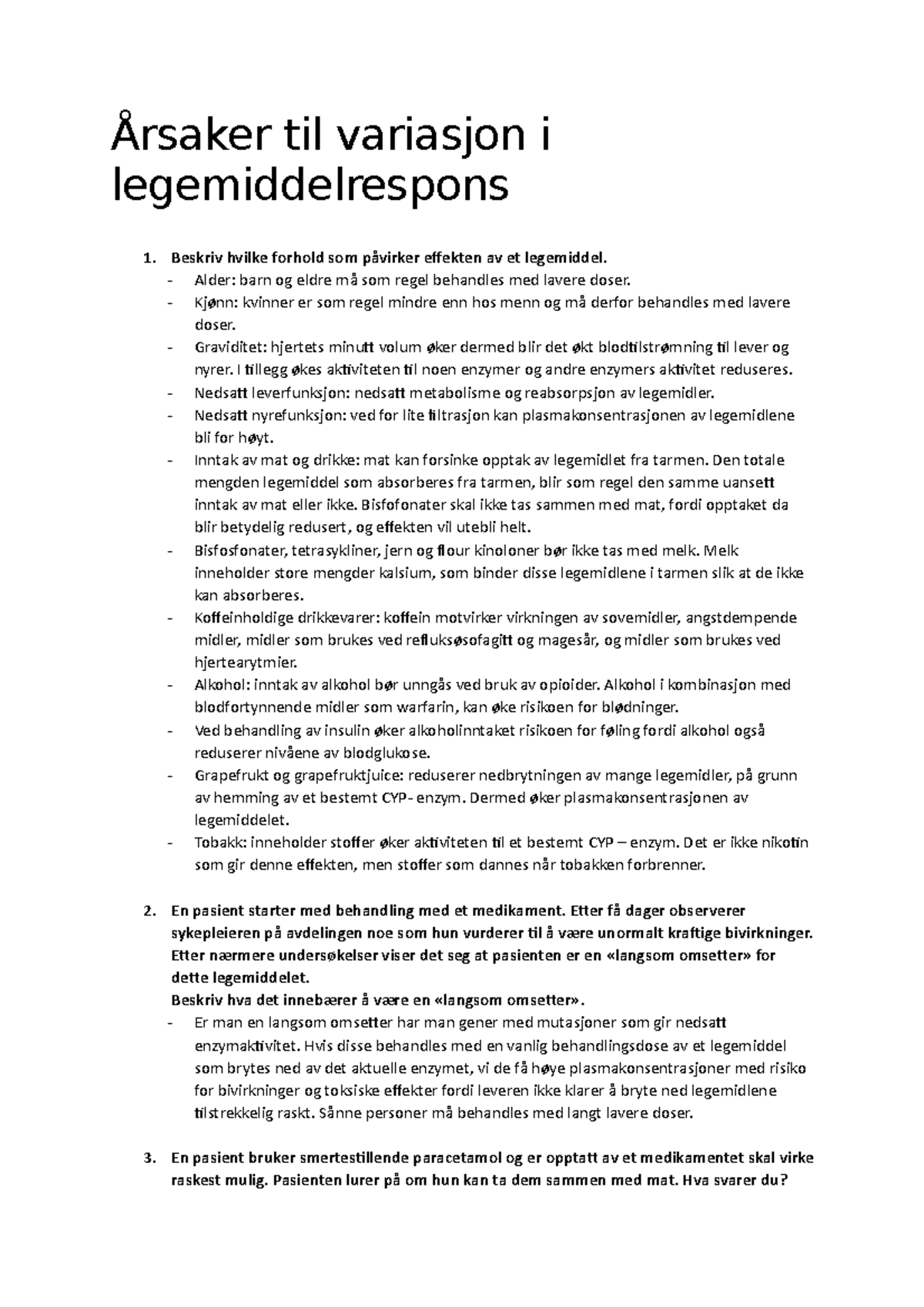 Variasjon i legemiddelrespons - Årsaker til variasjon i ...