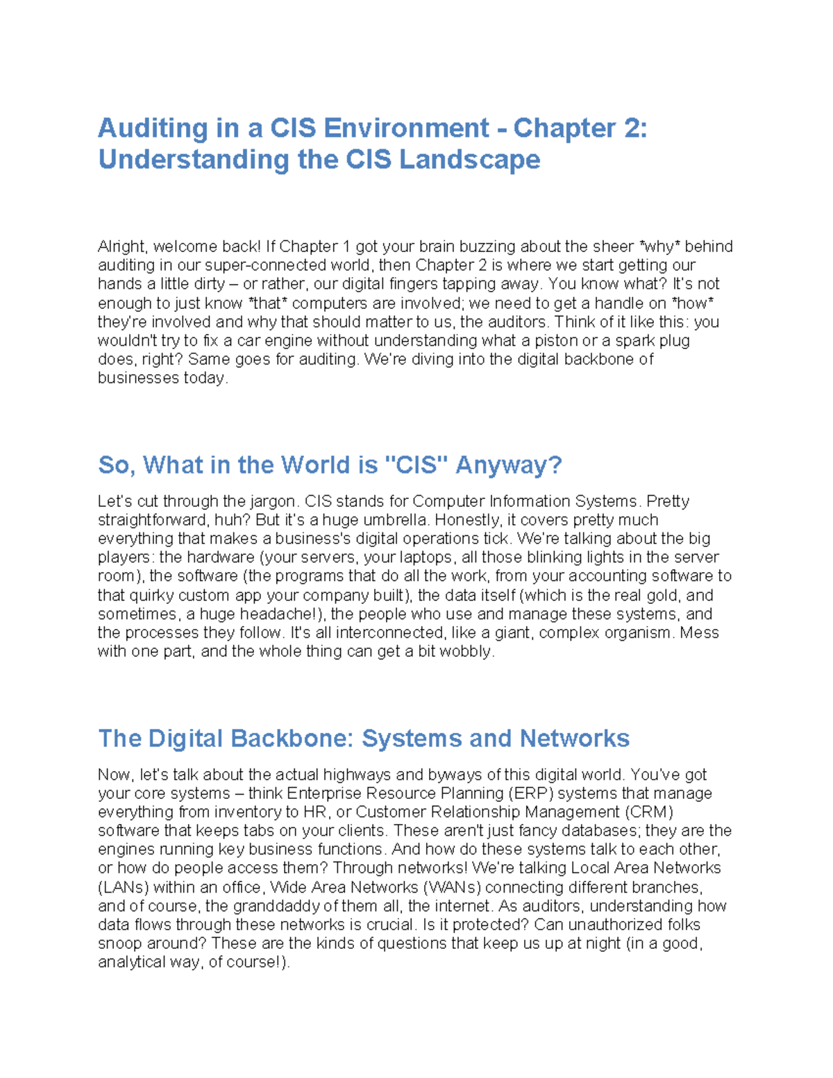 Auditing in a CIS Environment: Chapter 2 - The Digital Landscape - Studocu