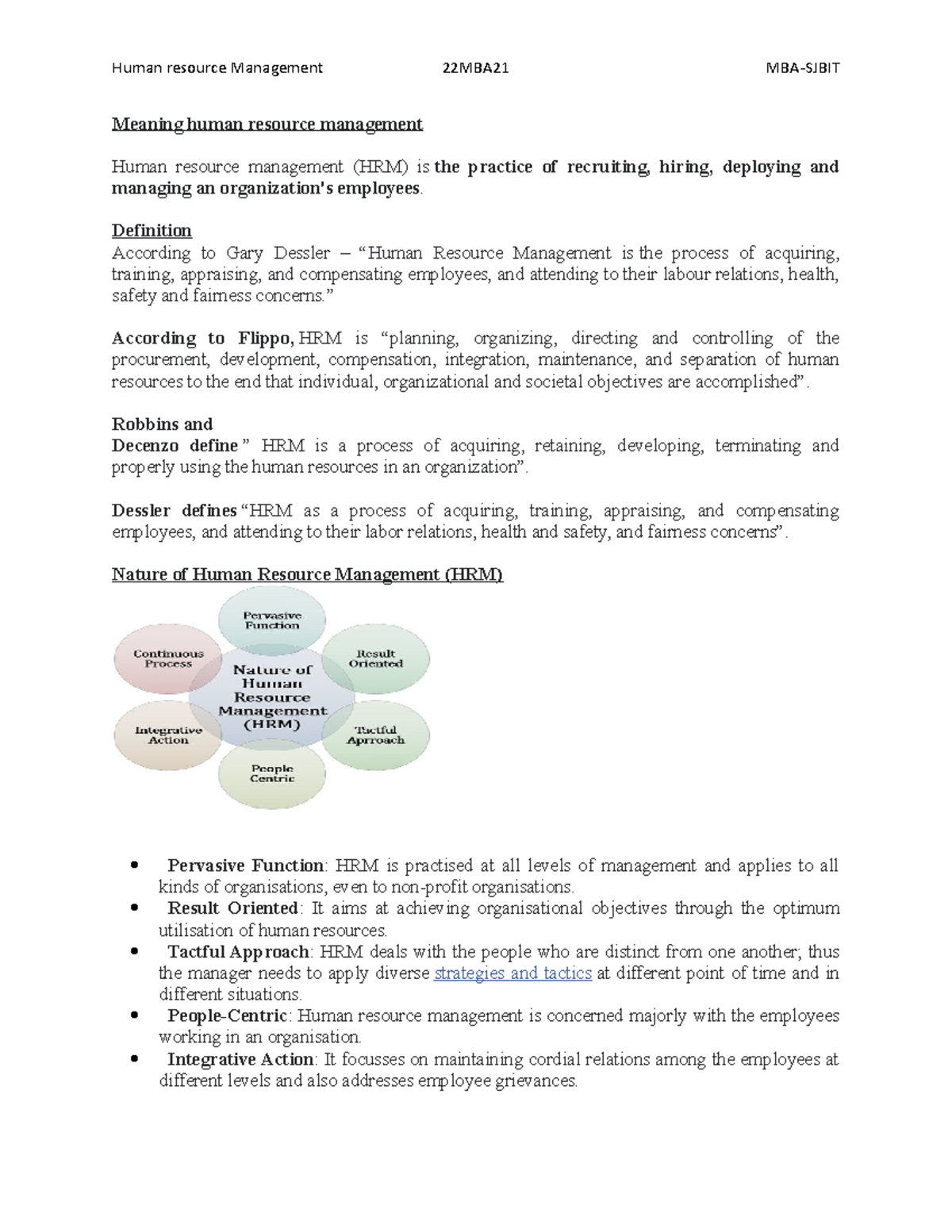 HRM Module 1: Comprehensive Notes on Fundamentals and Functions - Studocu