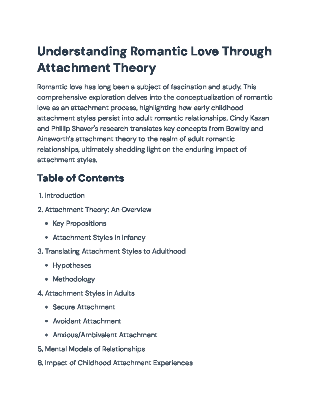 Understanding Romantic Love Through Attachment Theory: Insights and ...