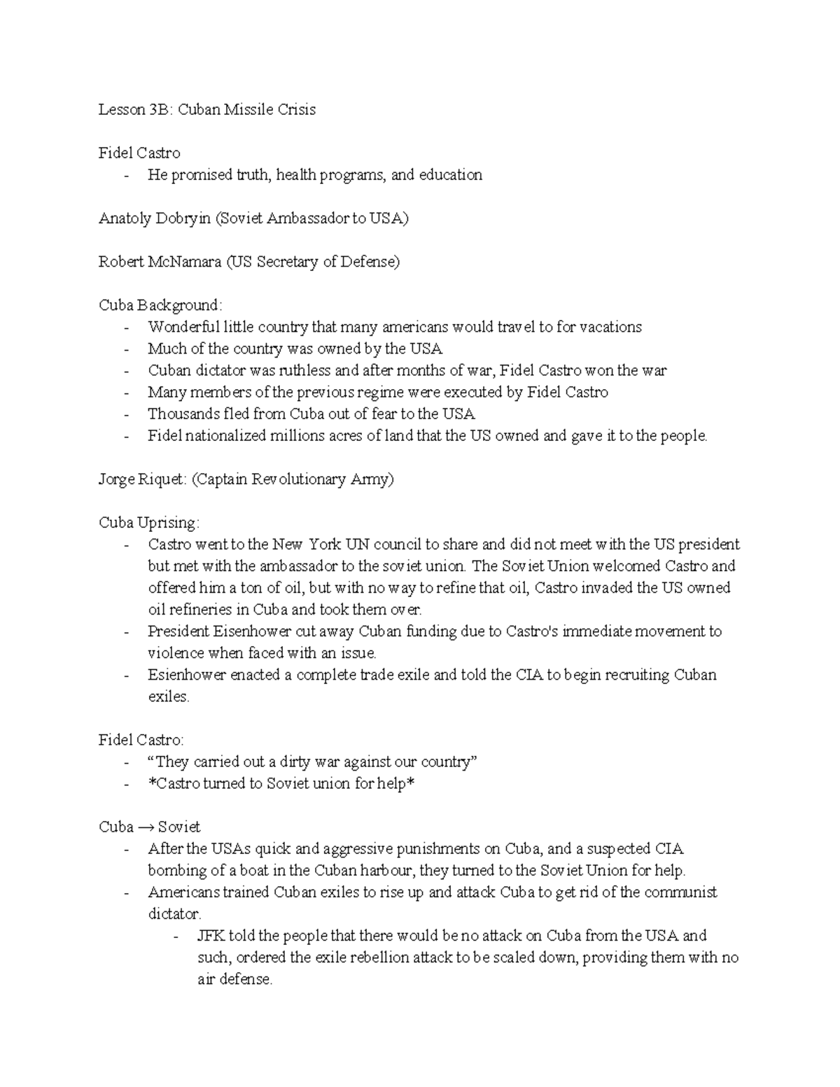 Lesson 3B: Cuban Missile Crisis - Key Events and Figures in Polisci ...