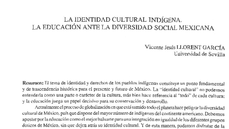 LA IDENTIDAD CULTURAL Y LA EDUCACIÓN ANTE LA DIVERSIDAD SOCIAL MEXICANA ...