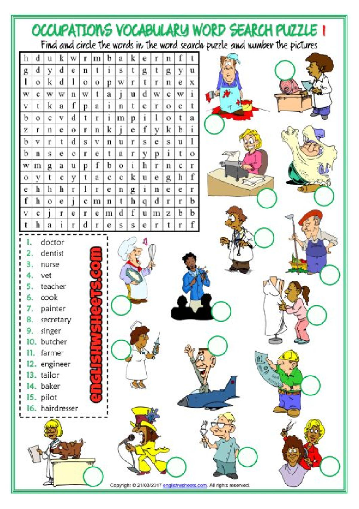 OCCUPATIONS VOCABULARY WORKSHEETS (ESL) - Studocu