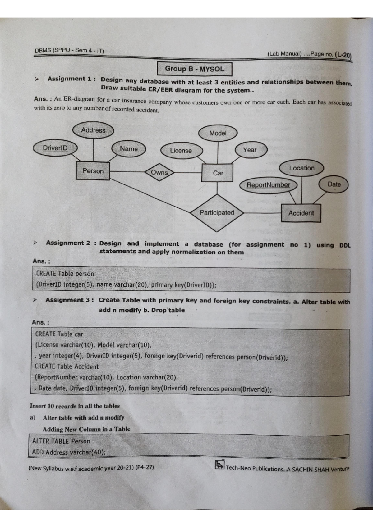 Lab Manual for Database Management Systems (DBMS) Gr P B - Studocu